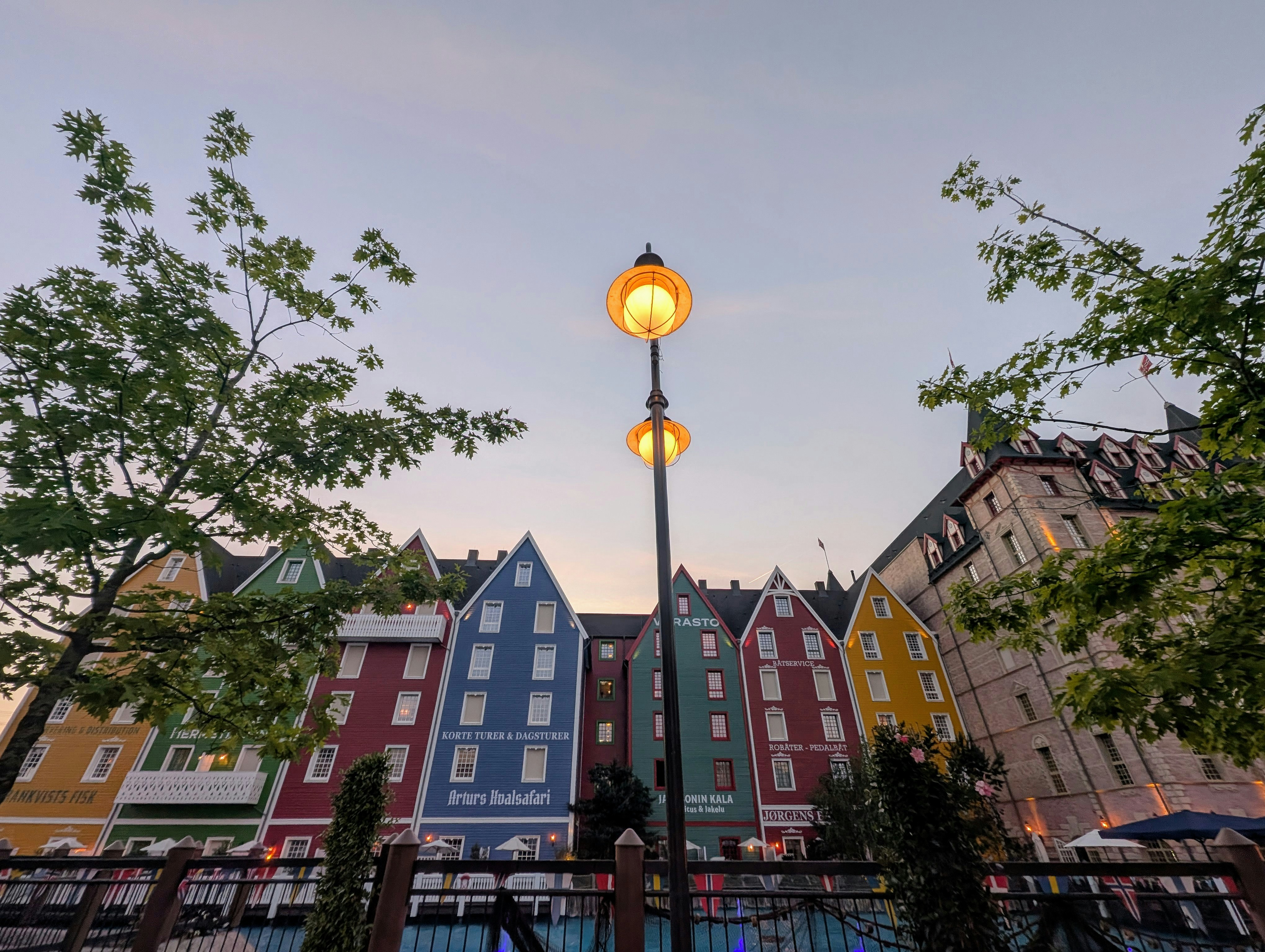 Colorful Facades Under Twilight's Glow