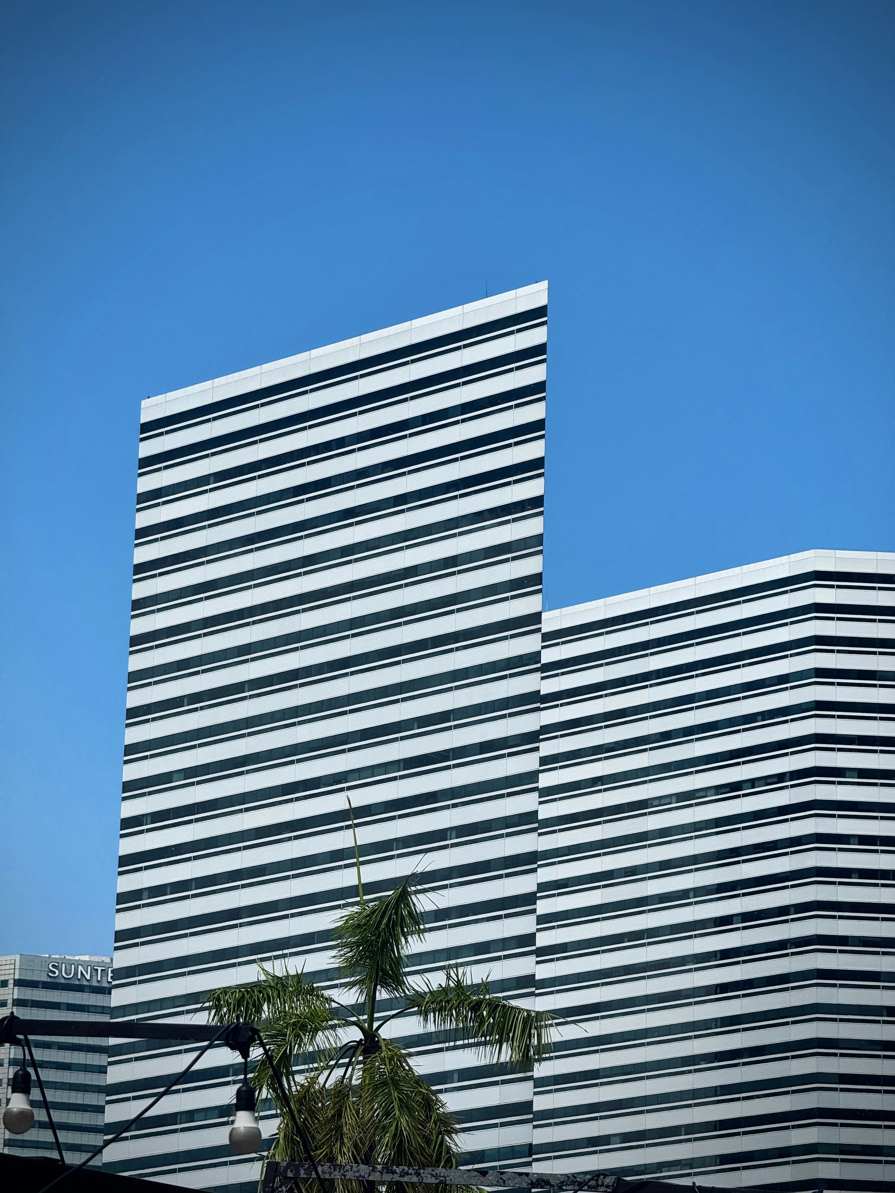 cities, duo tower | Modern skyscrapers with a bright blue sky.