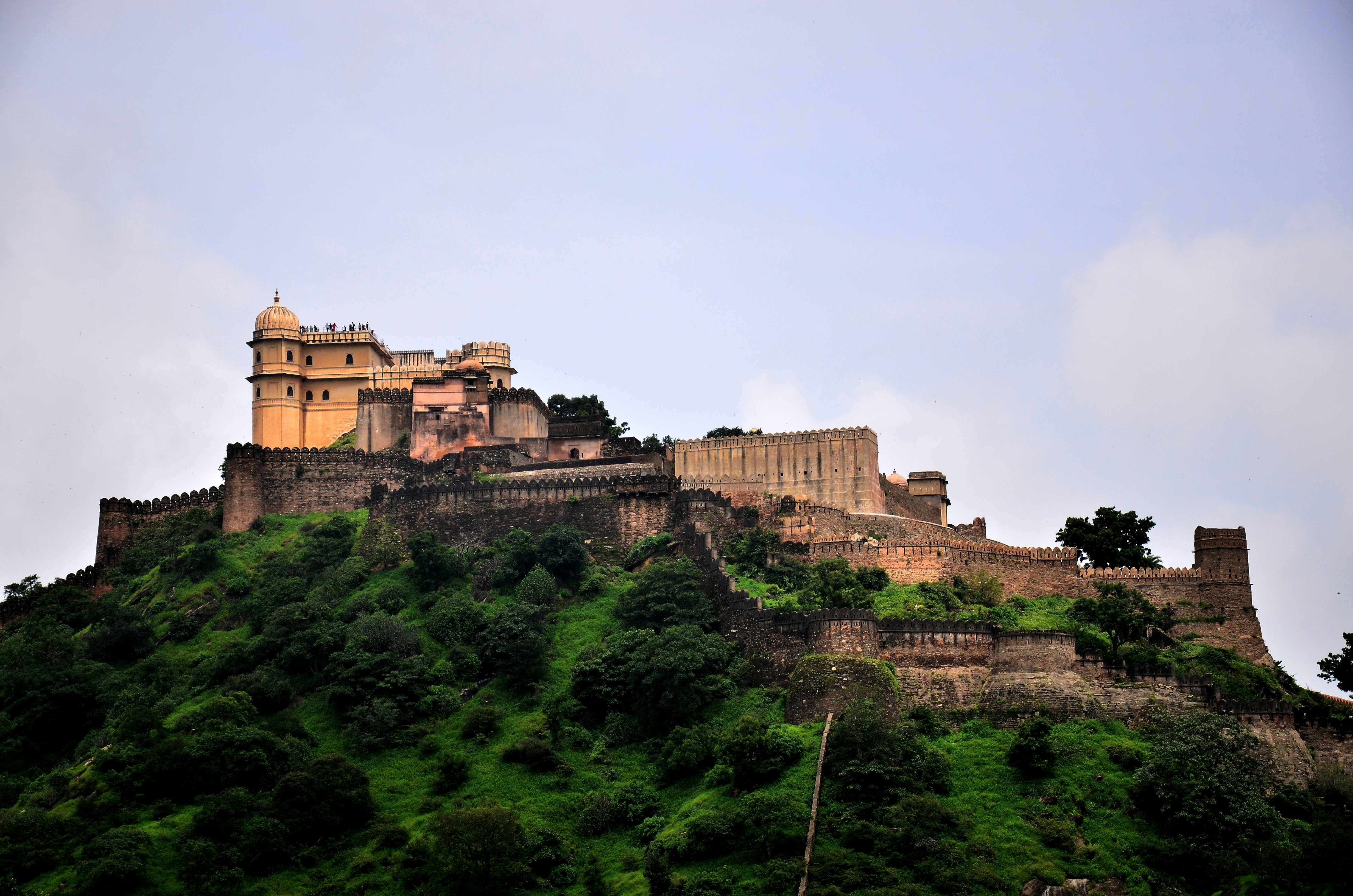 A fort perched on a hilltop.
