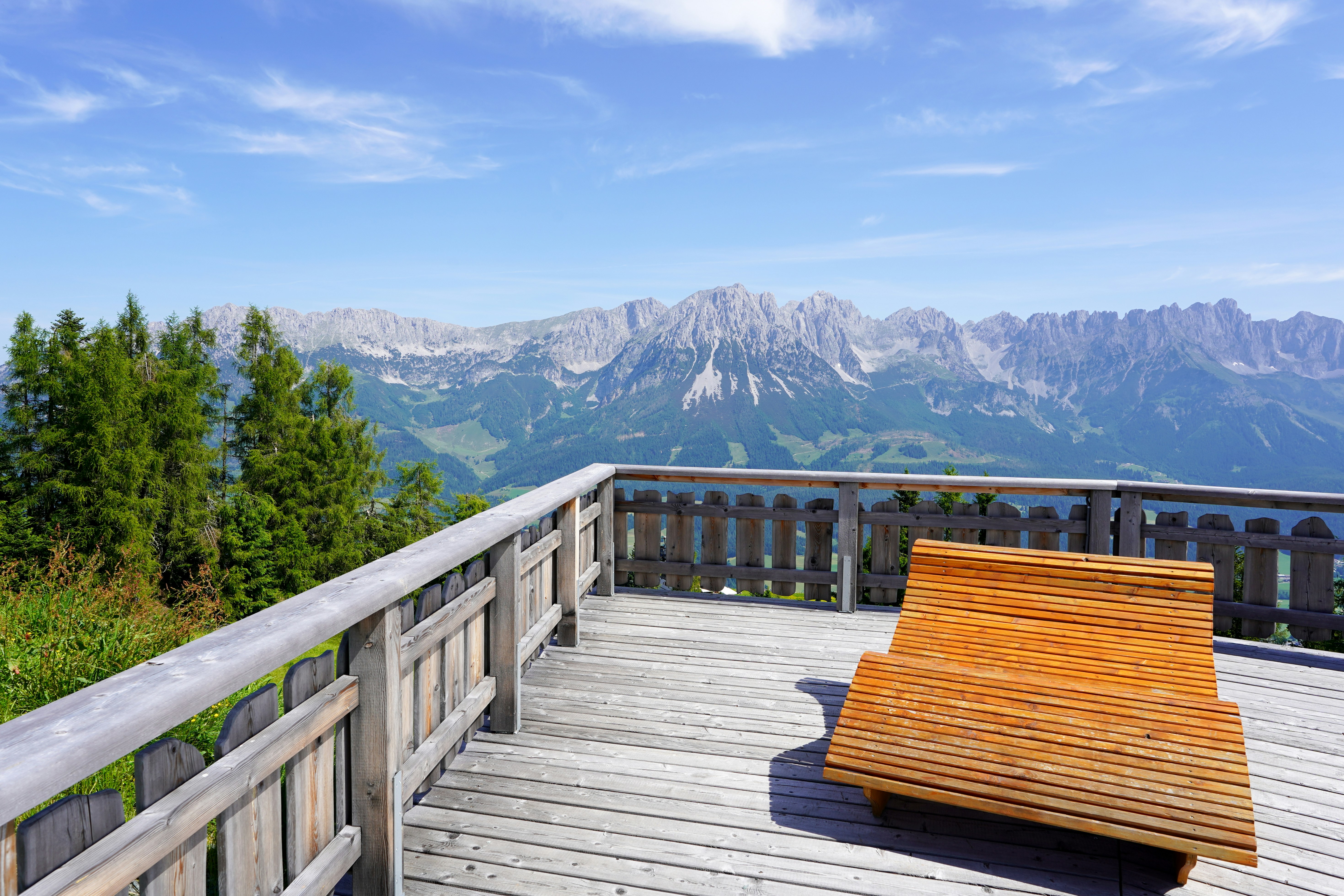 Mountain Vista from a Quiet Wooden Deck