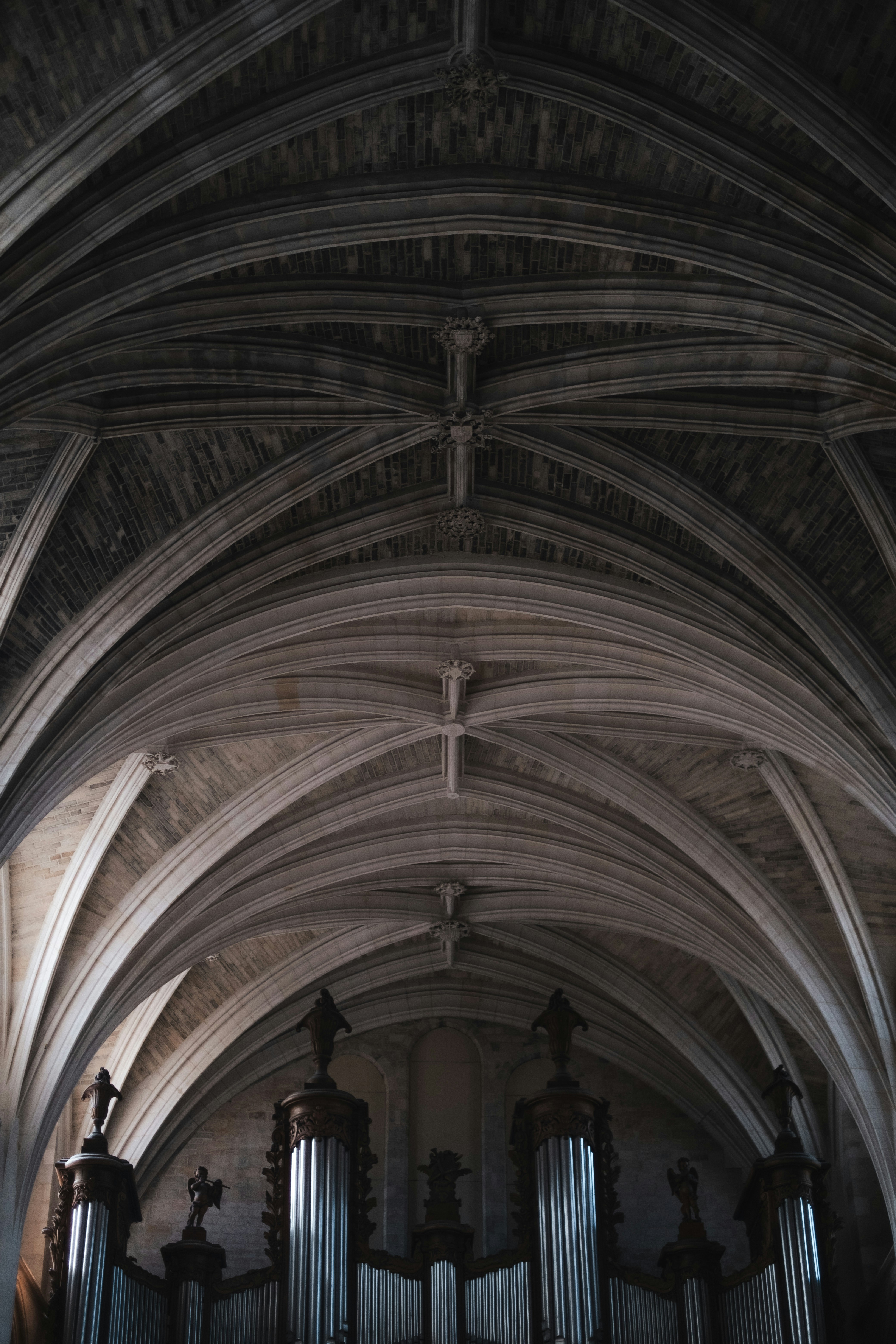 Elegant cathedral ceiling with decorative arches.