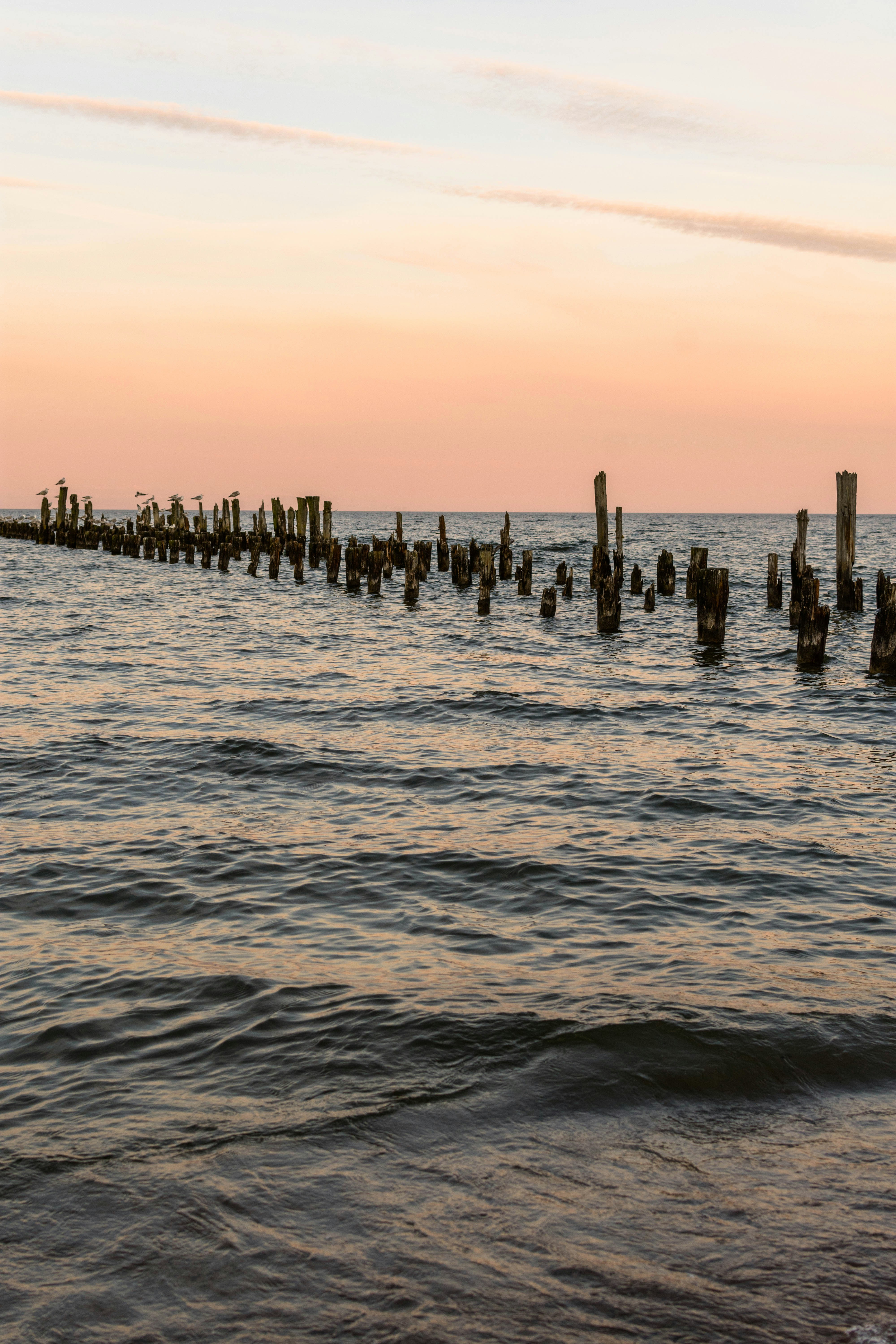Old pier posts remain at a beautiful sunset. photo – Free Beach Image on Unsplash