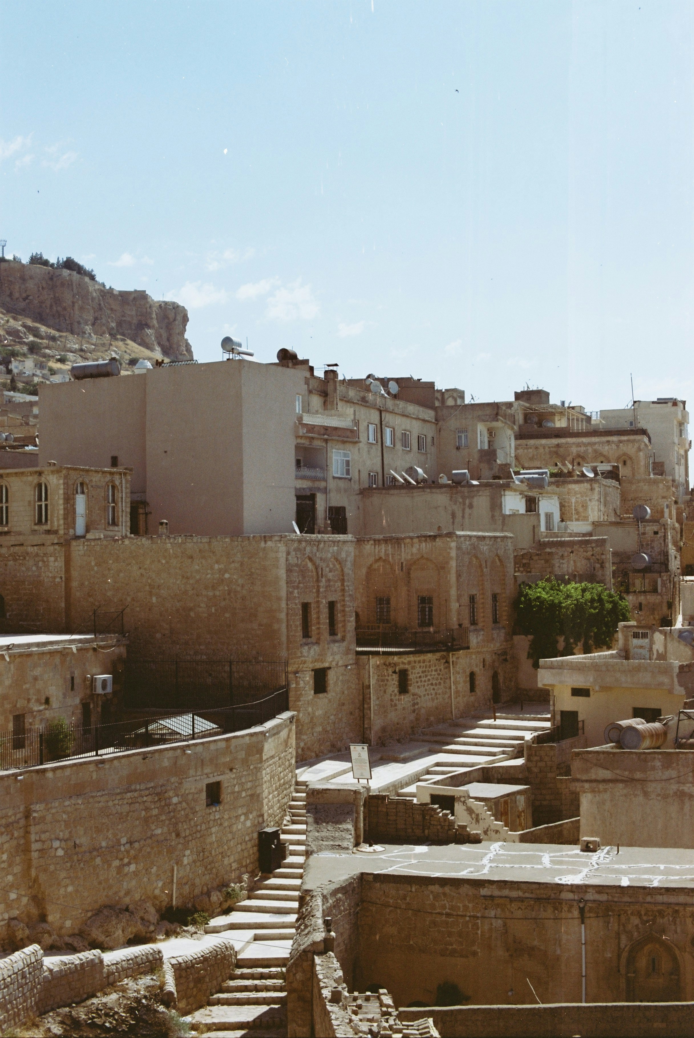 Stone Terraces under a Clear Sky