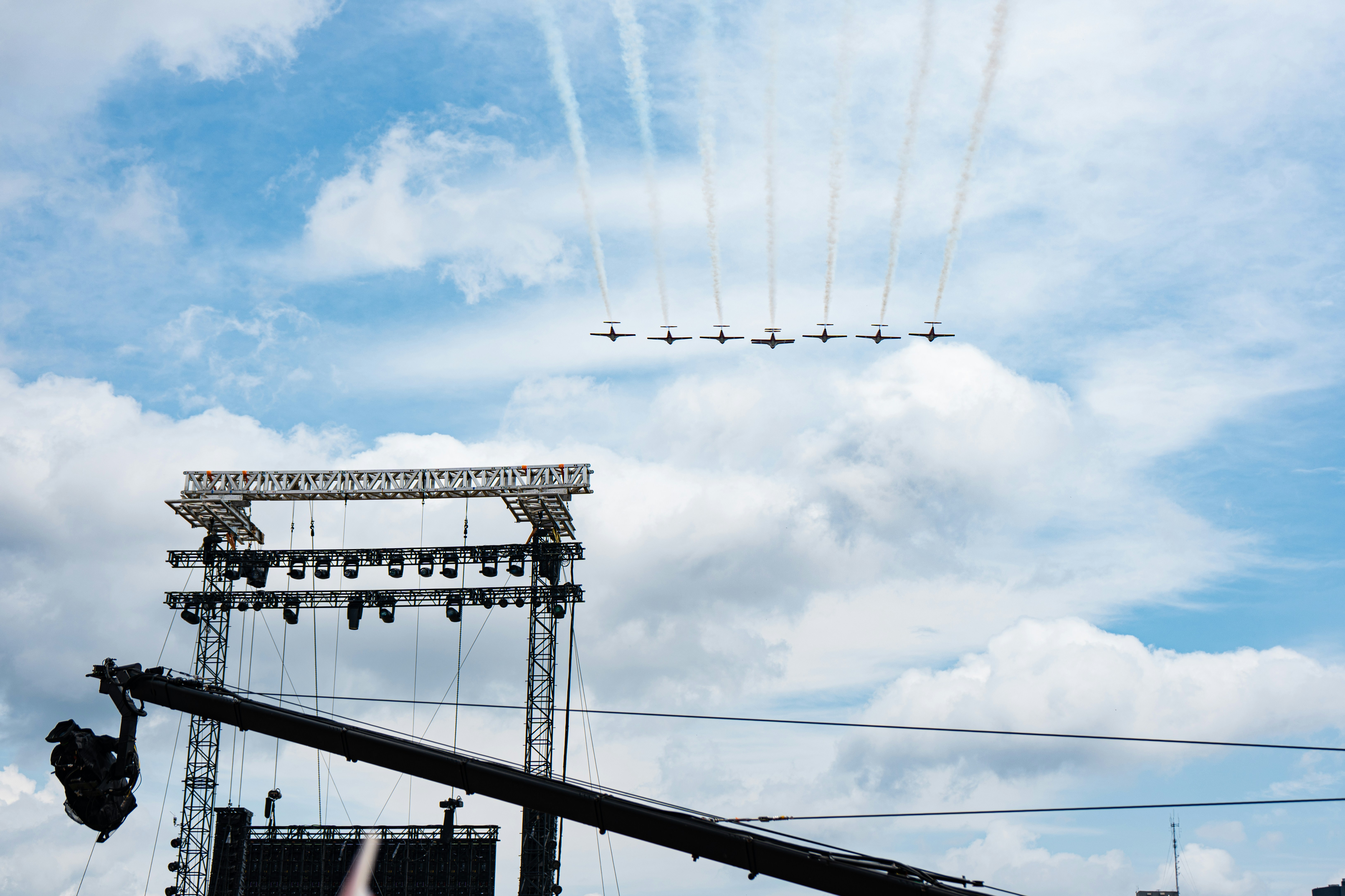 Formation Lights Soaring Above the Stage