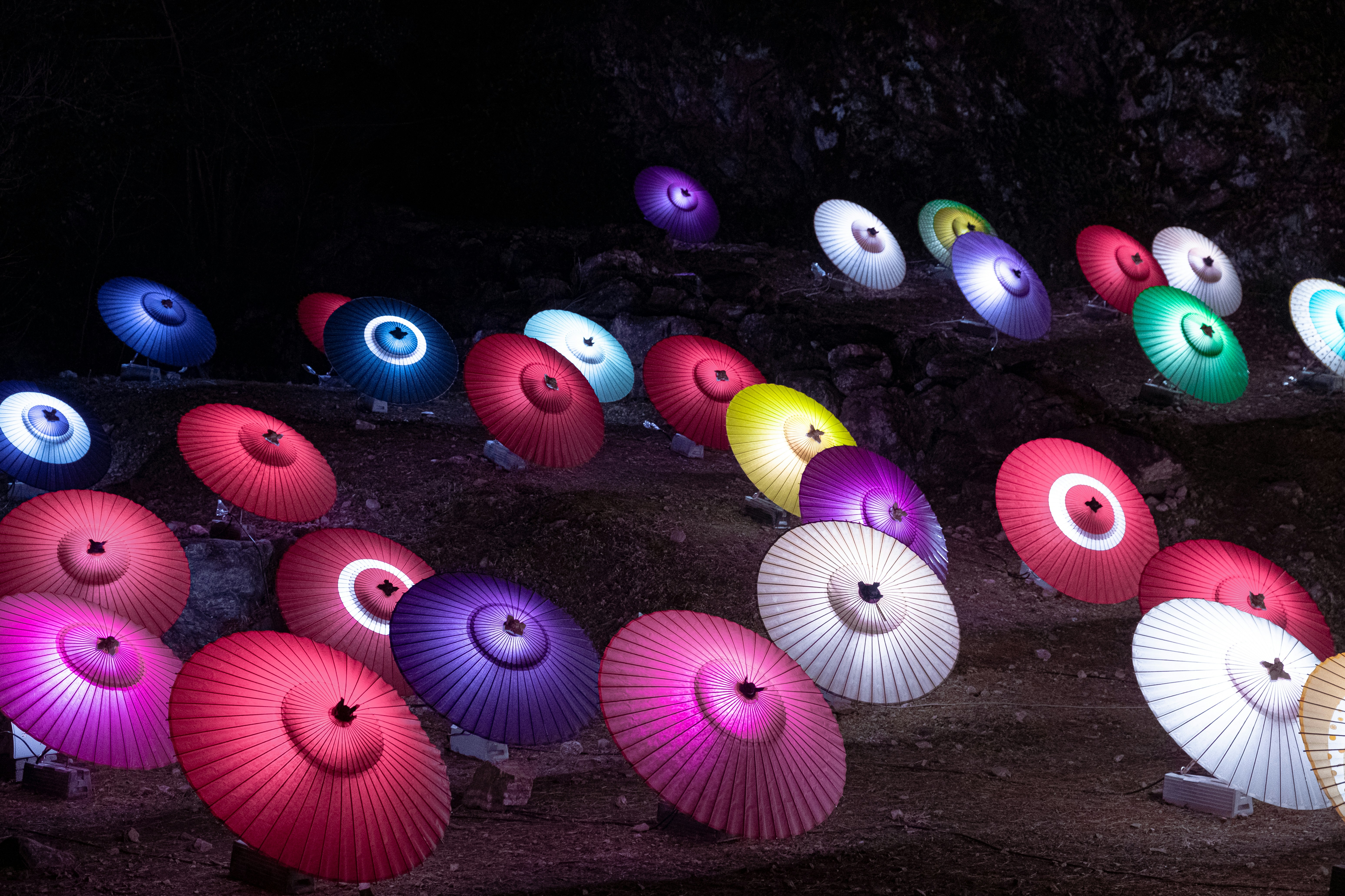 Whimsical Canopy of Colorful Umbrellas