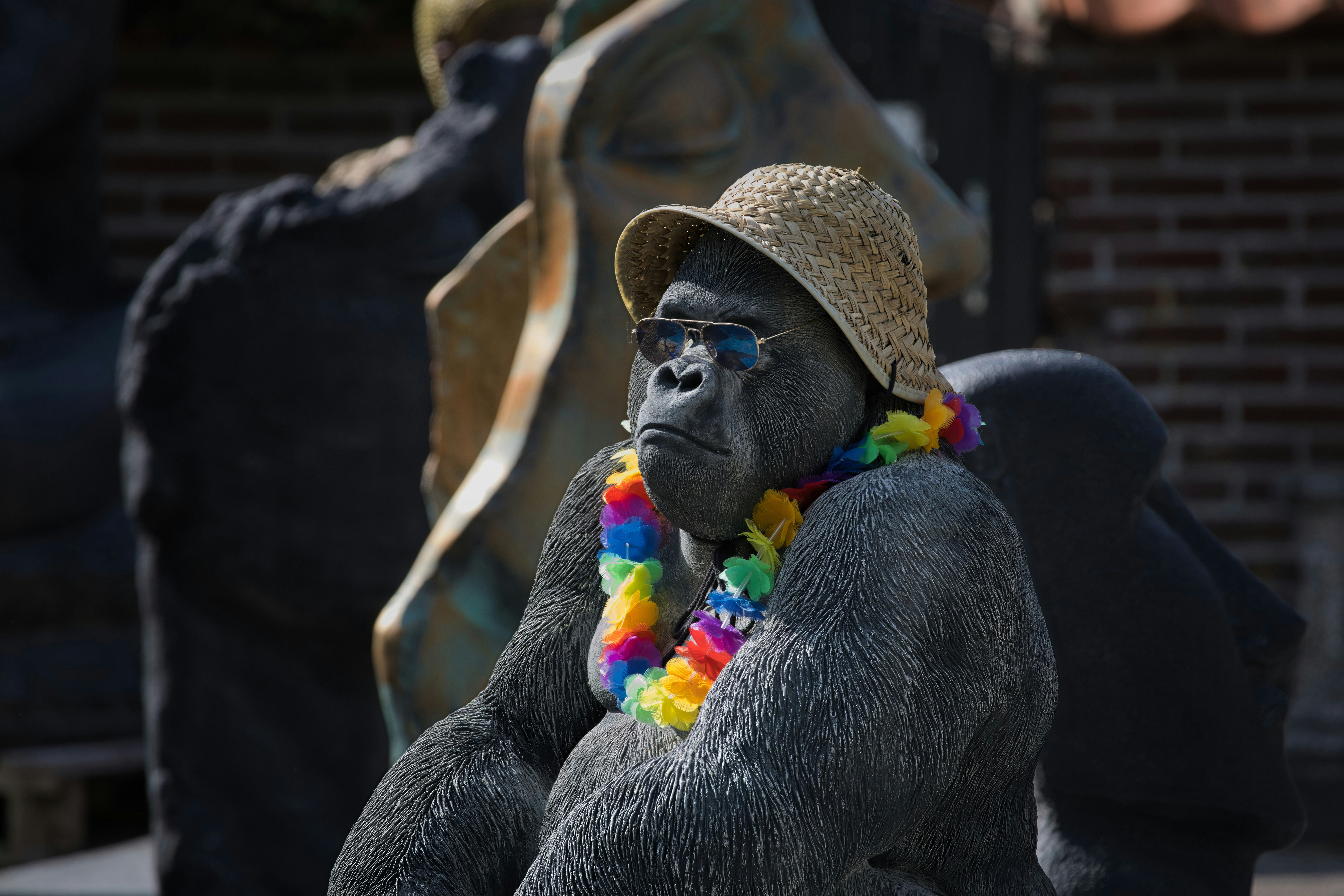 Gorilla in a Floral Halo: Parade Spirit at the Urban Zoo