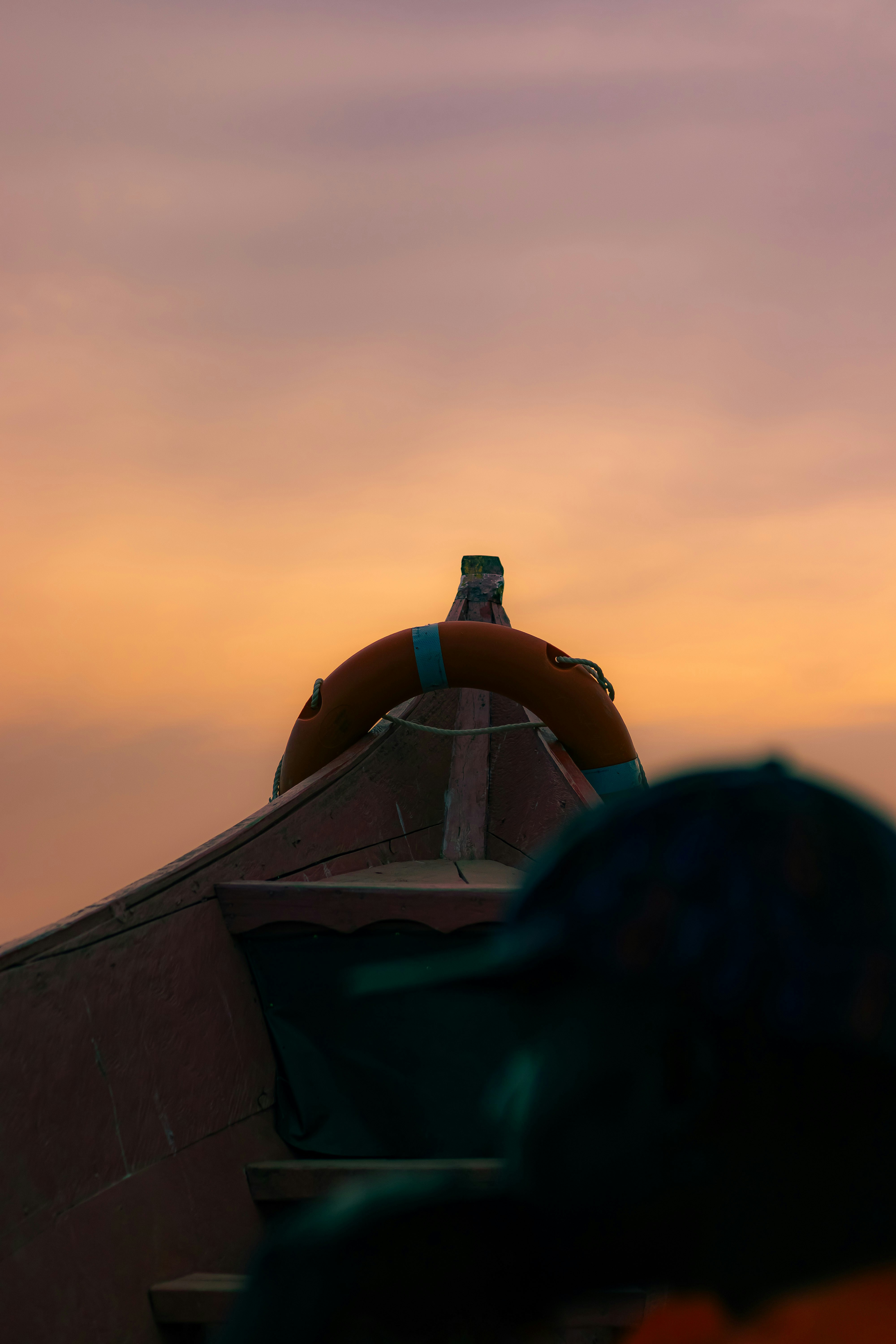 Sunset Serenity: A Lifebuoy's Vigil