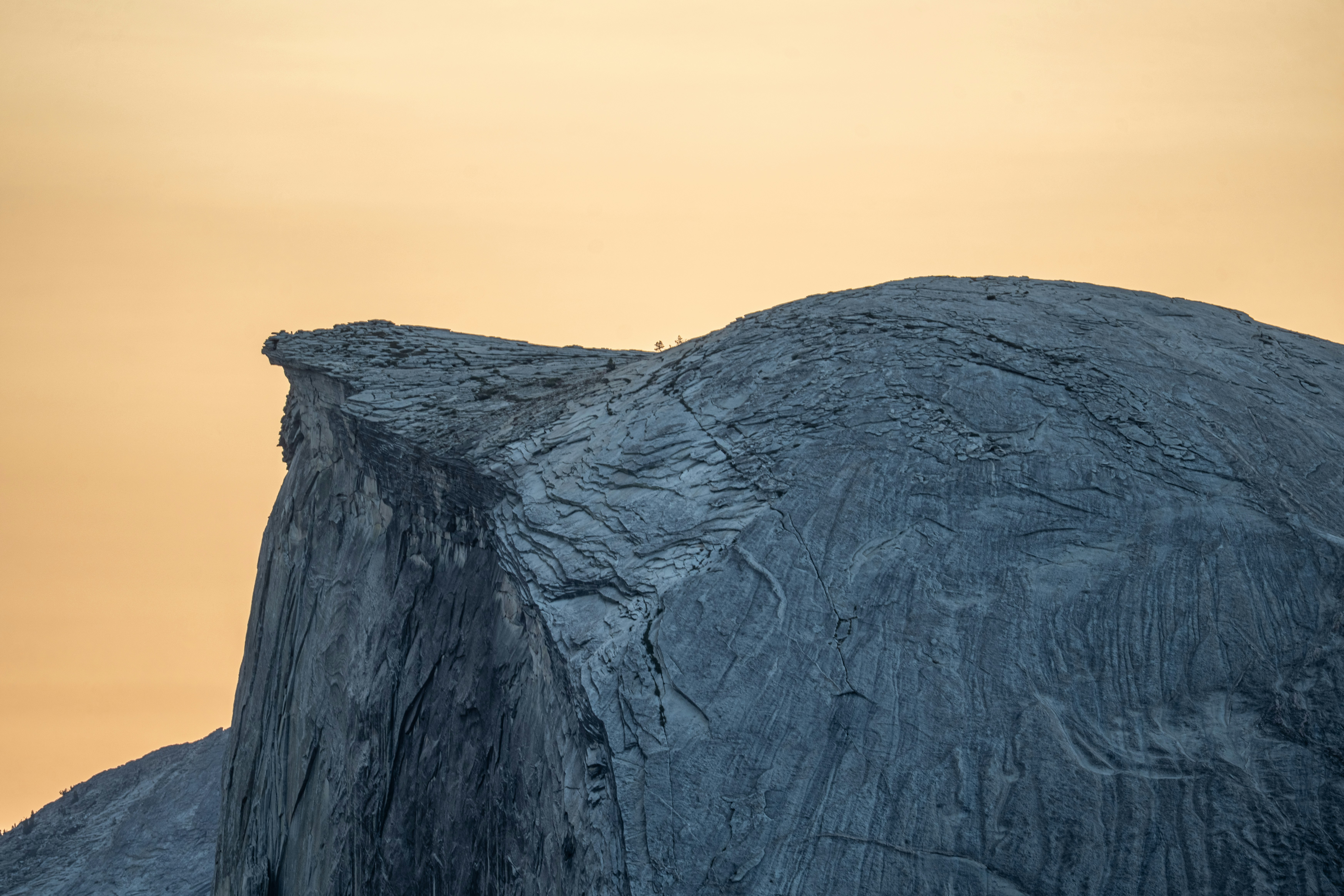 Evening silhouette on a weathered cliff face