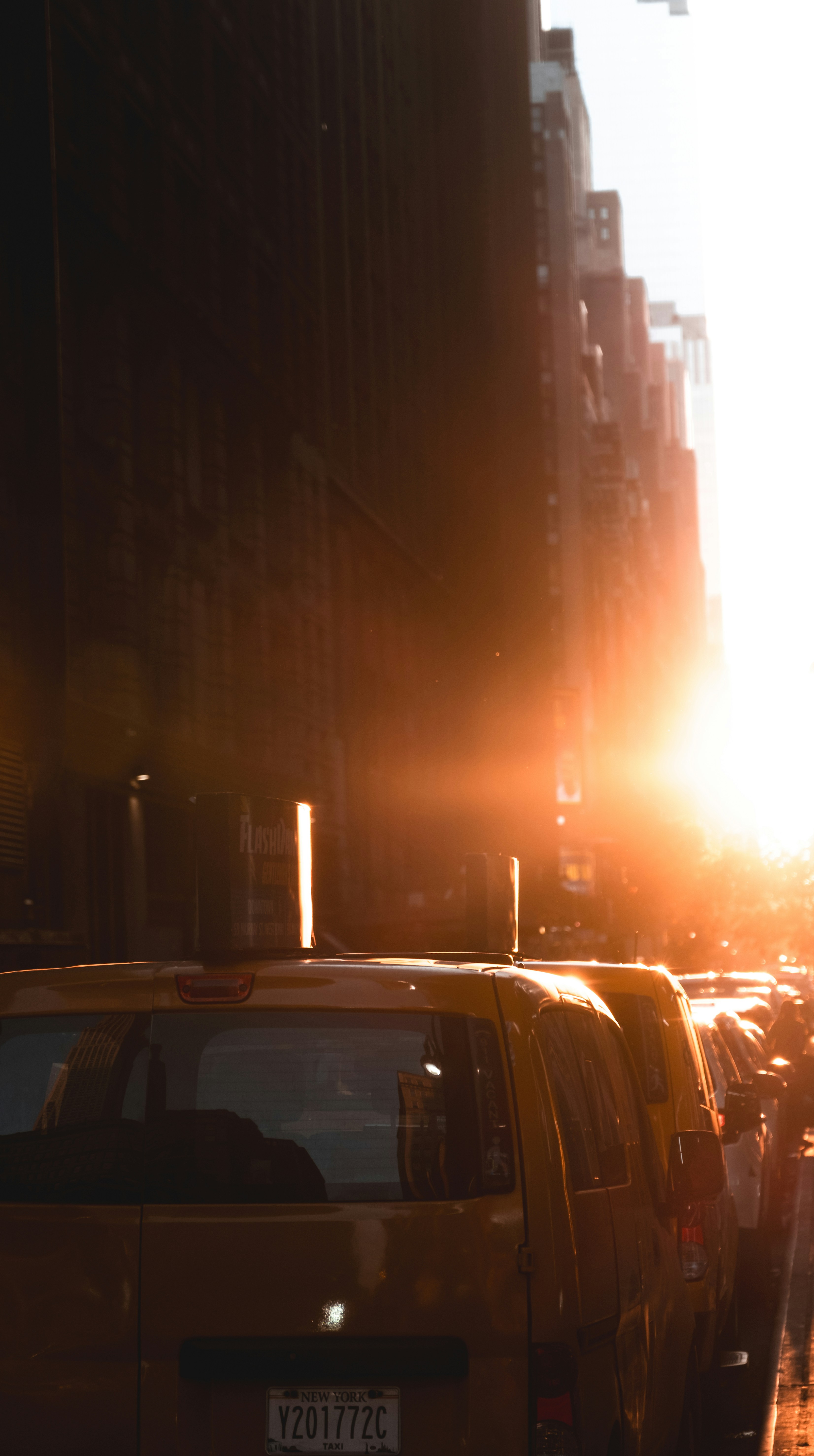 Golden Hour Reflections on Urban Streets
