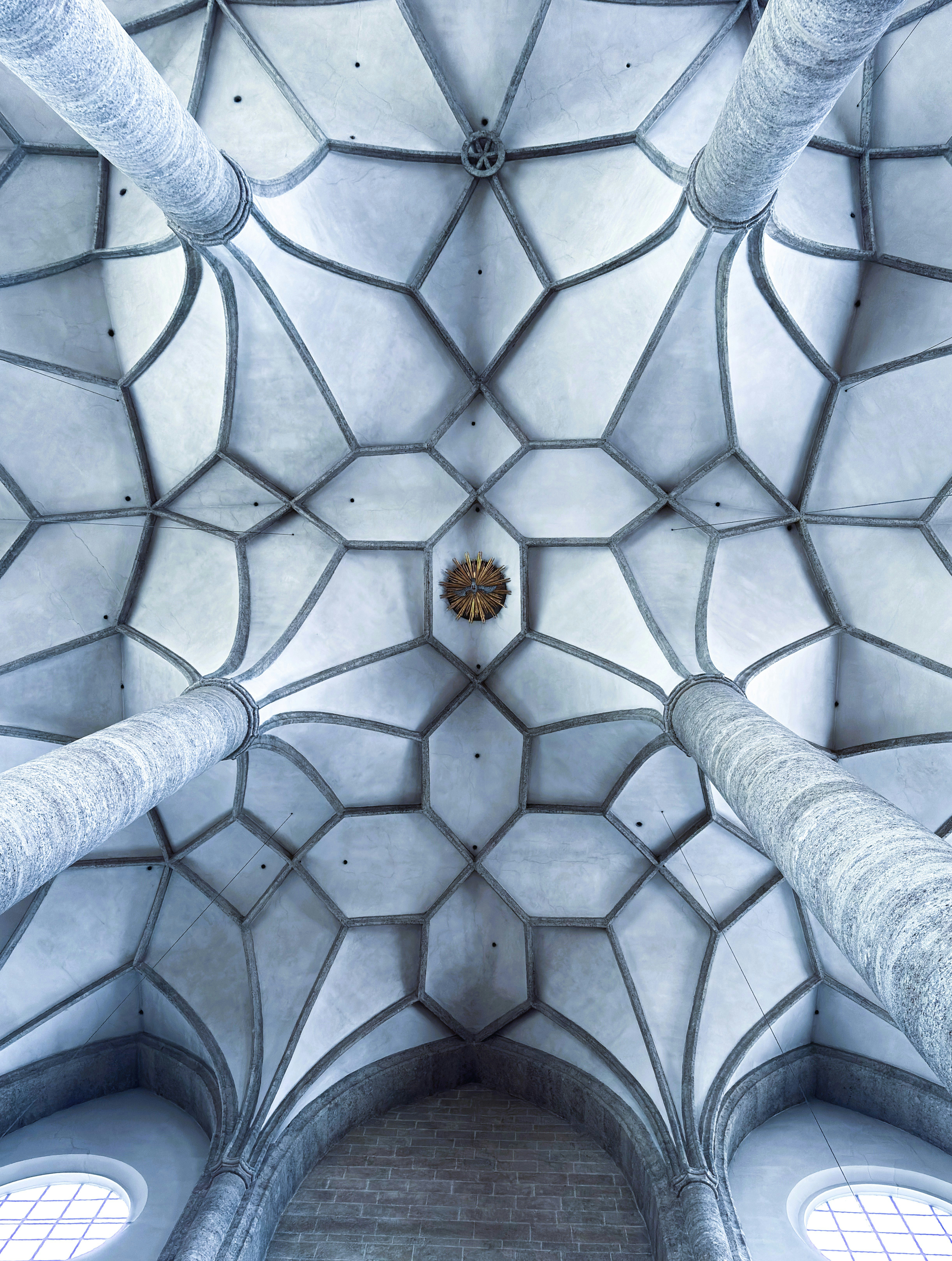 Franciscan Church (Franziskanerkirche), Salzburg, Austria | The intricate, geometric ceiling of a building.