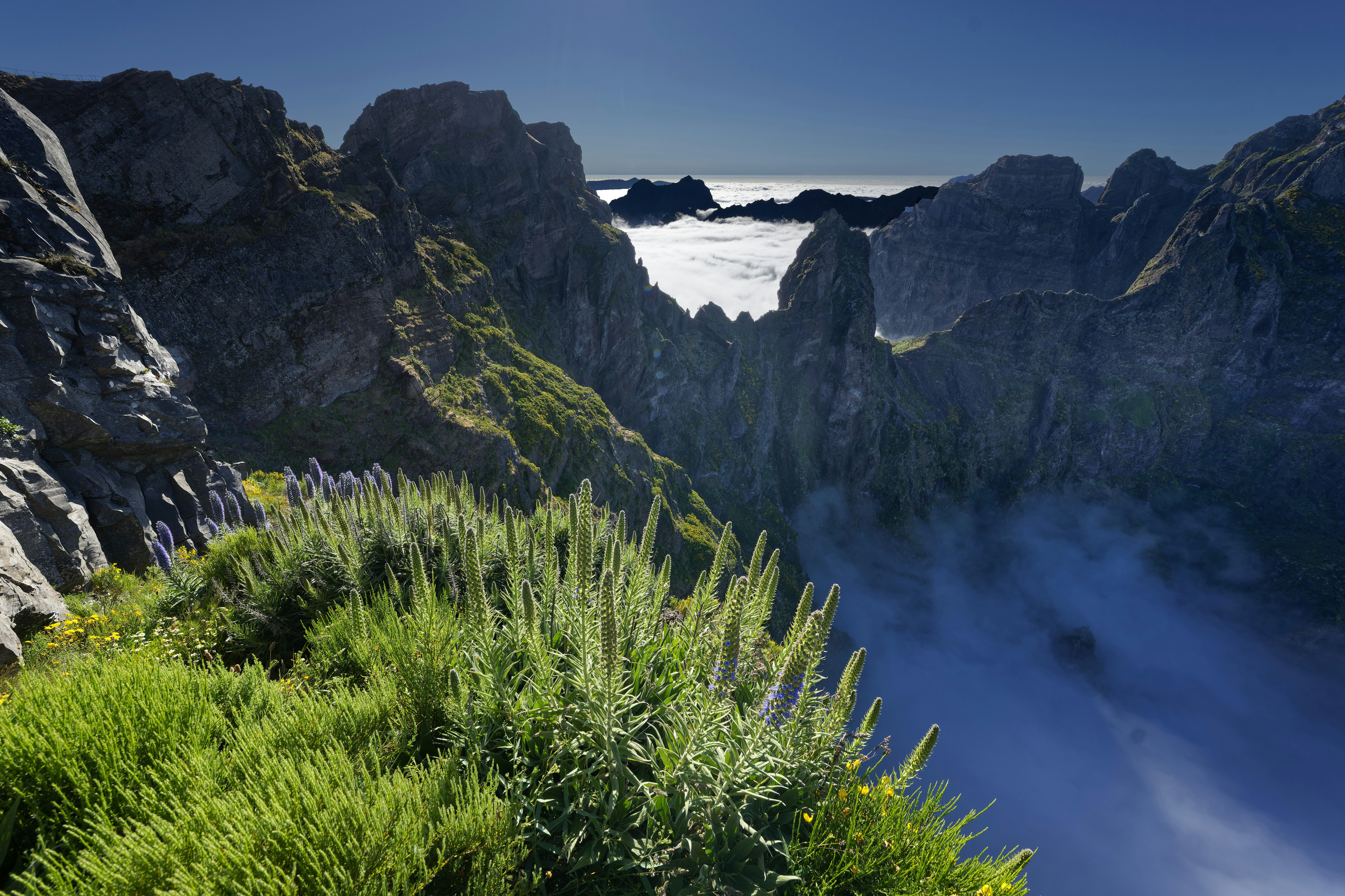 Dramatic mountain scenery, with a foggy valley. photo – Free Forest ...