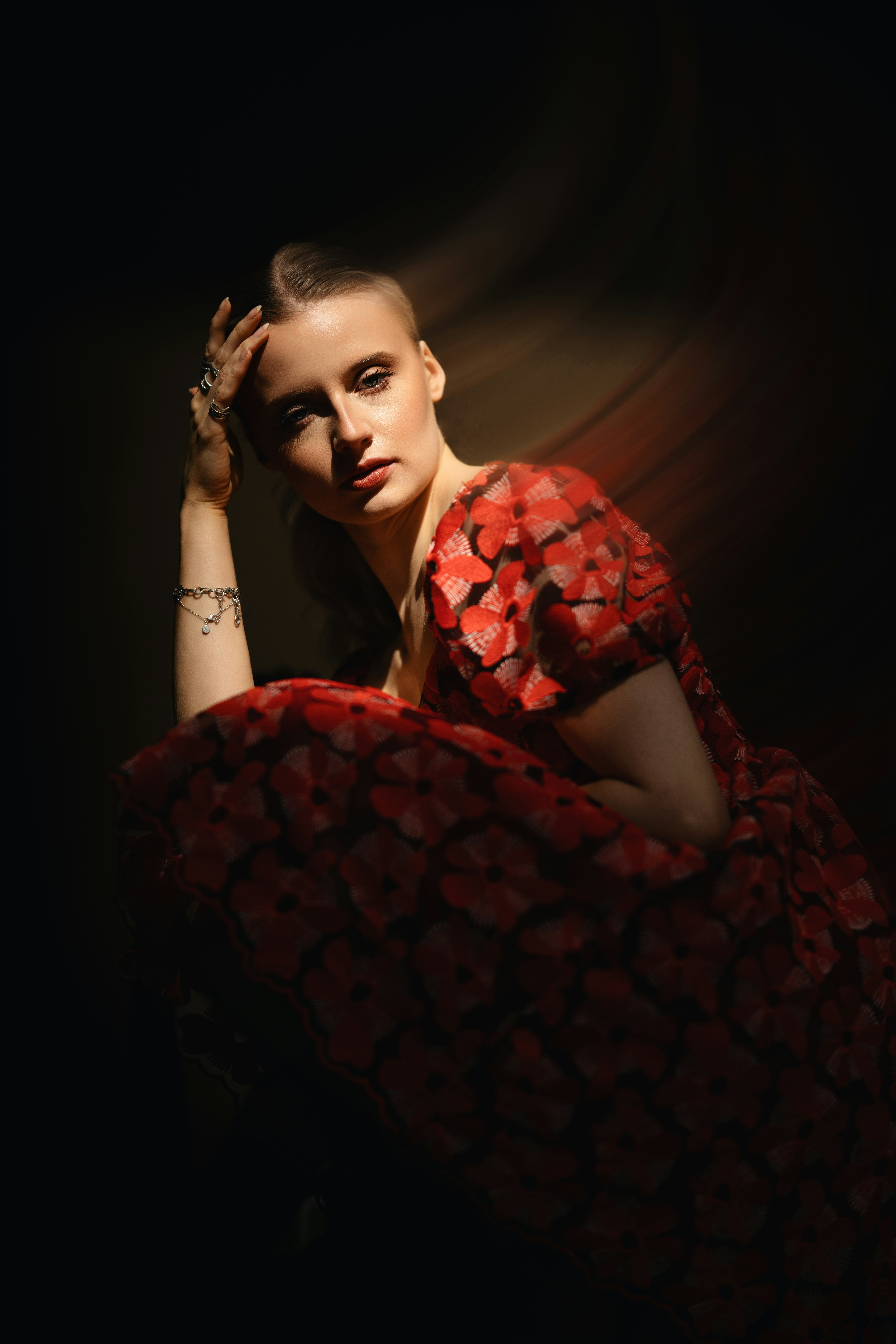 Woman poses elegantly in a red dress. photo – Free Female model Image ...