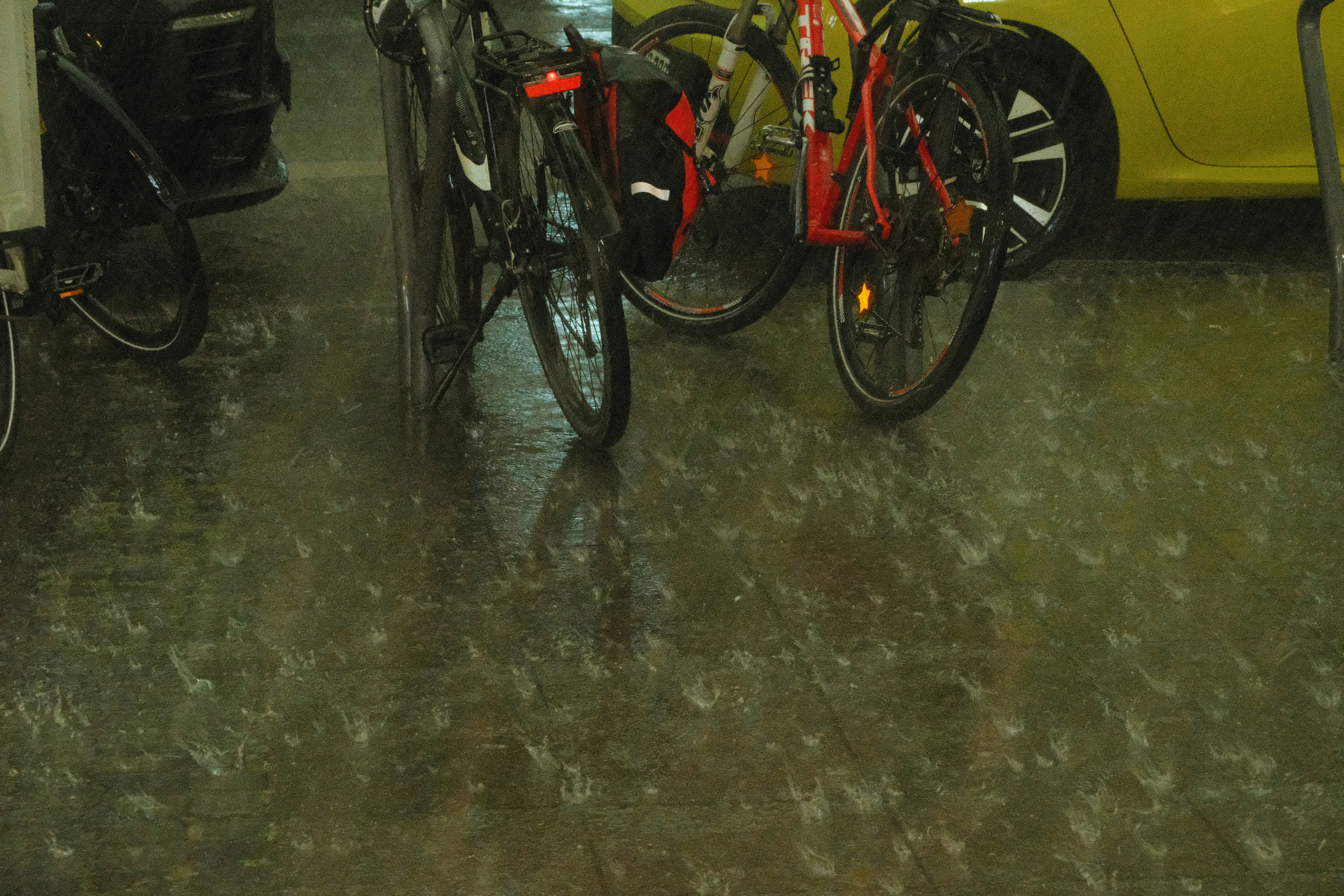 Urban Resilience: Bicycles Braving the Downpour