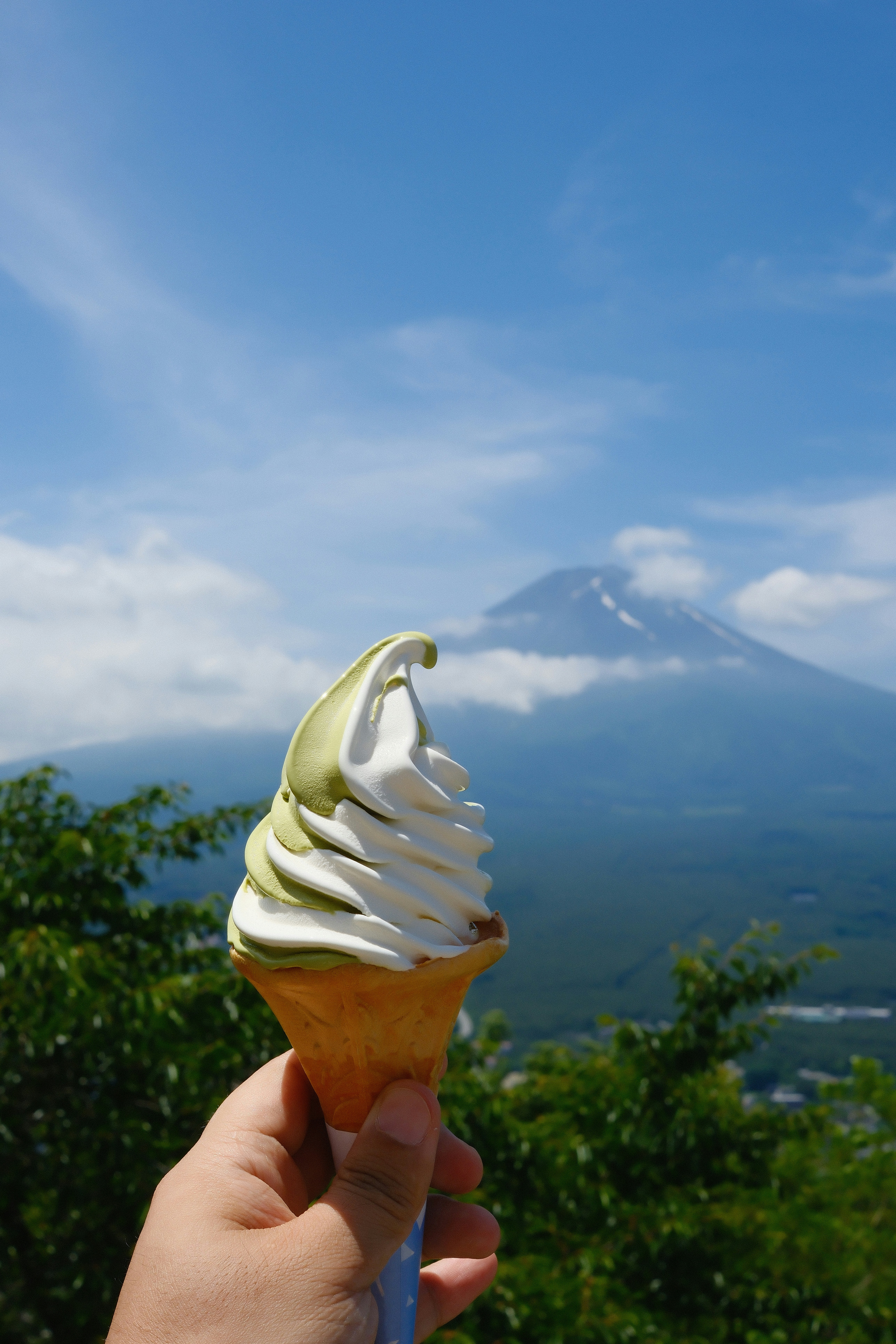 A Taste of Japan: Soft Serve Against a Majestic Backdrop