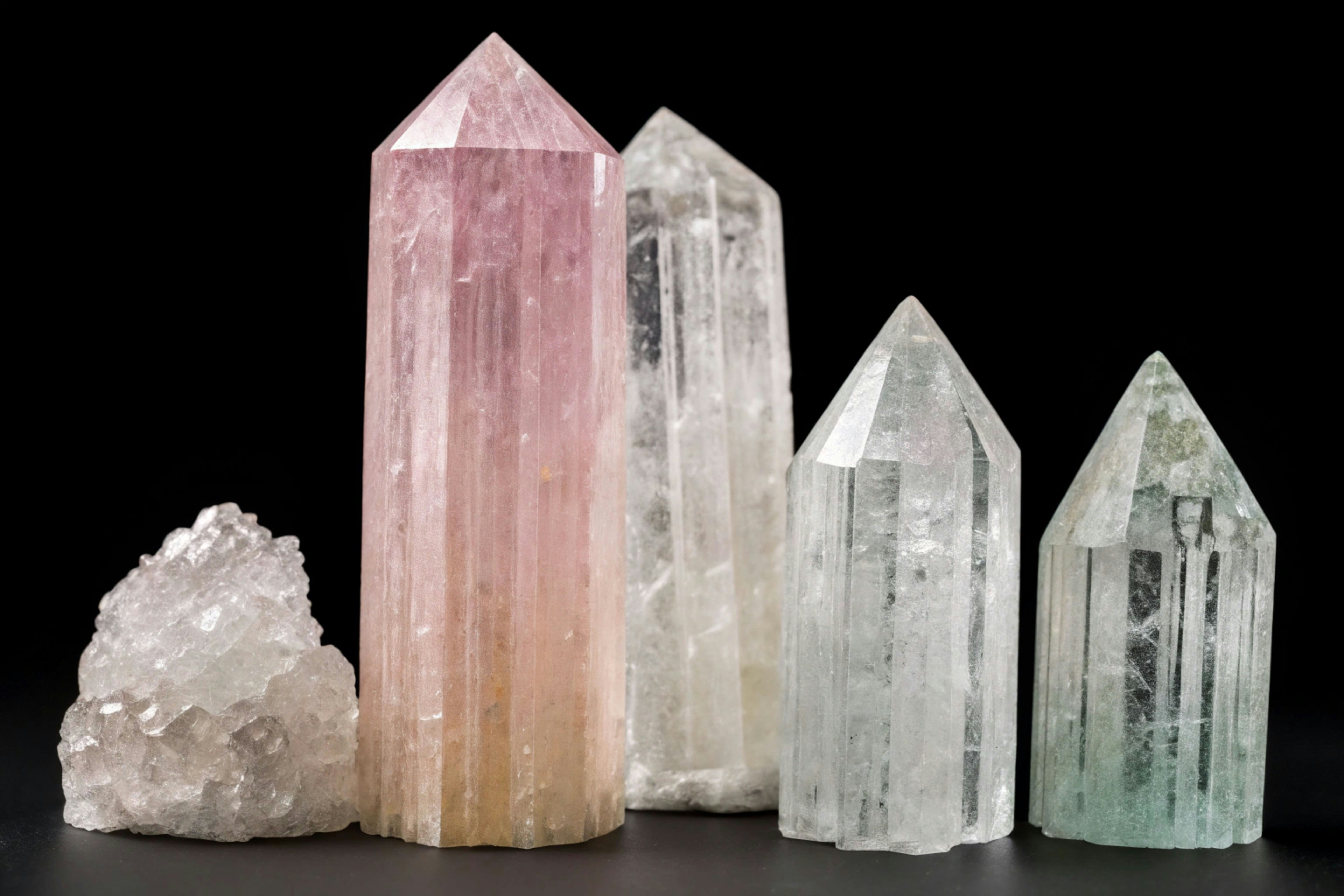 Here's a caption: beautiful quartz crystals of various colors. photo ...