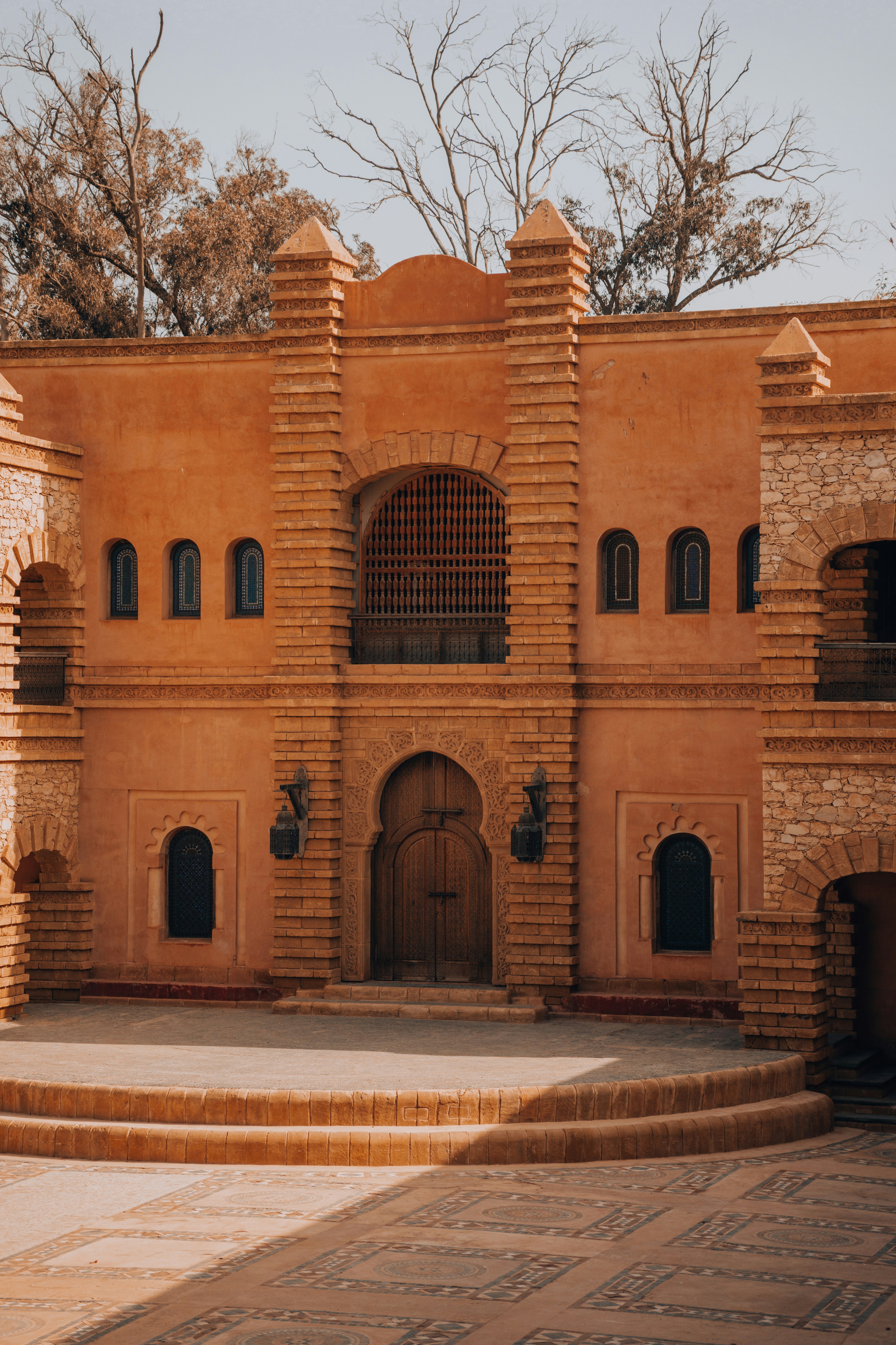 Traditional architecture is showcased in this outdoor courtyard.