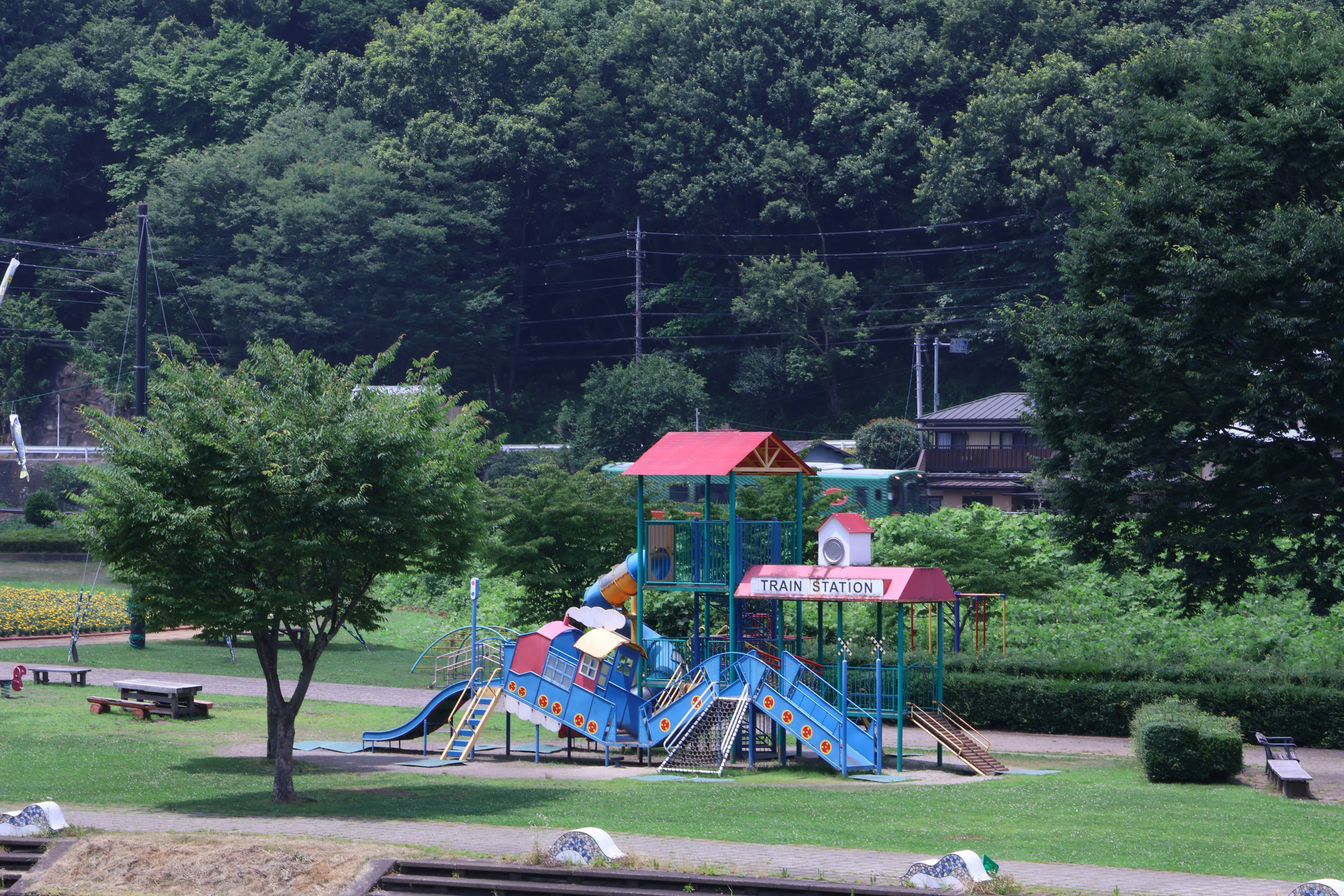 Whimsical Playground Oasis Amidst Nature