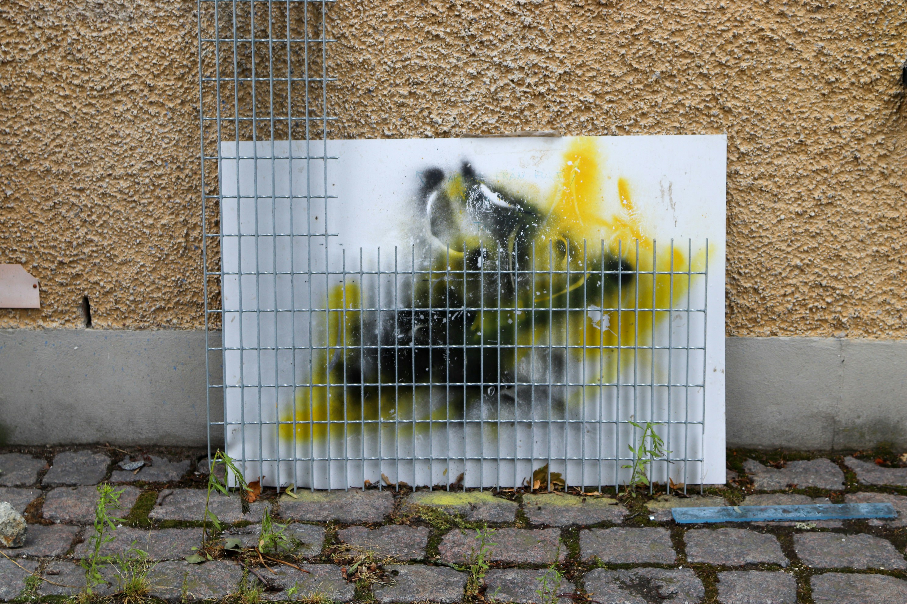 Graffiti on a metallic panel is covered by a grid. photo – Free Image ...