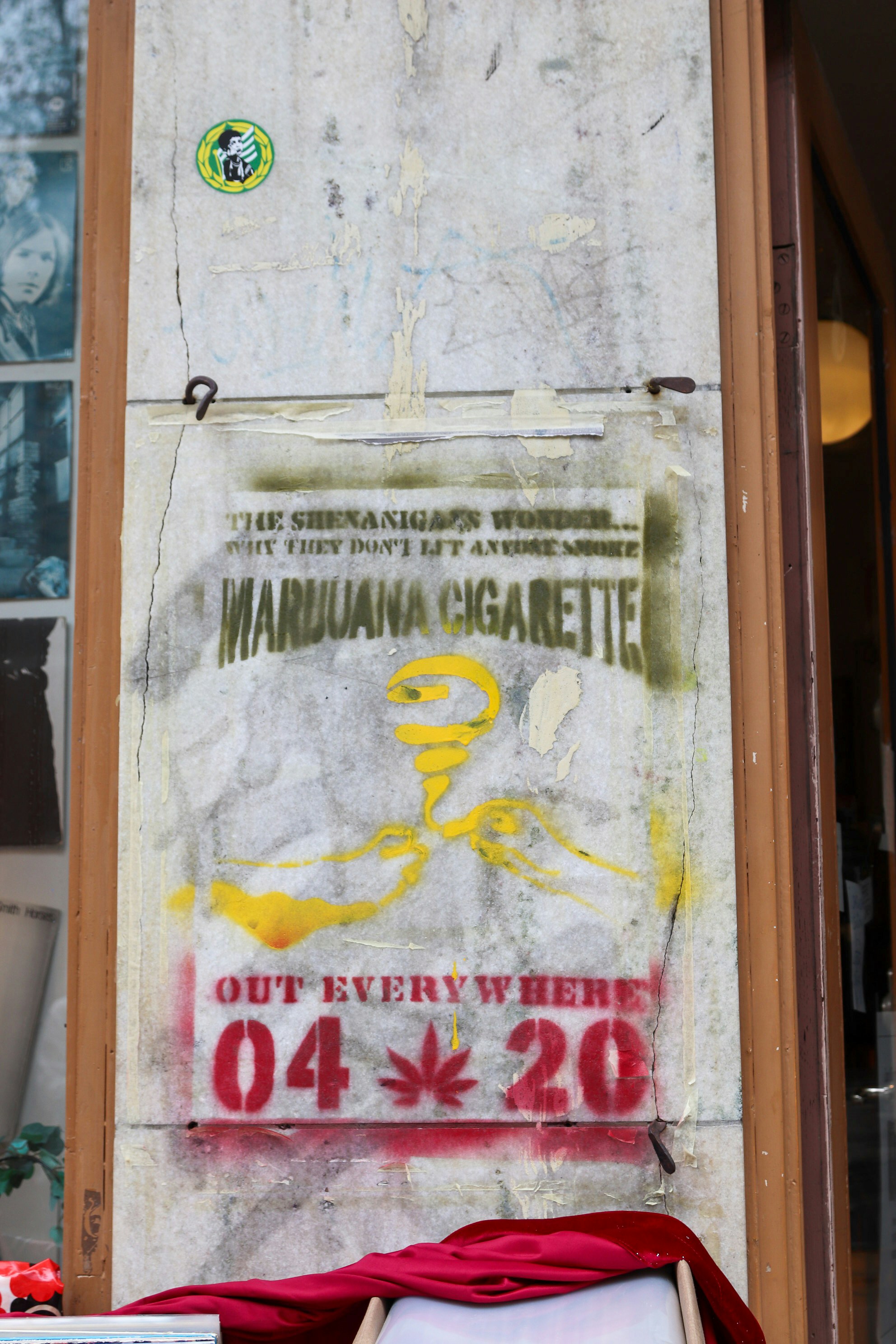 Cracked Facade Poster: Neon Yellow Emblem and the 04-20 Countdown