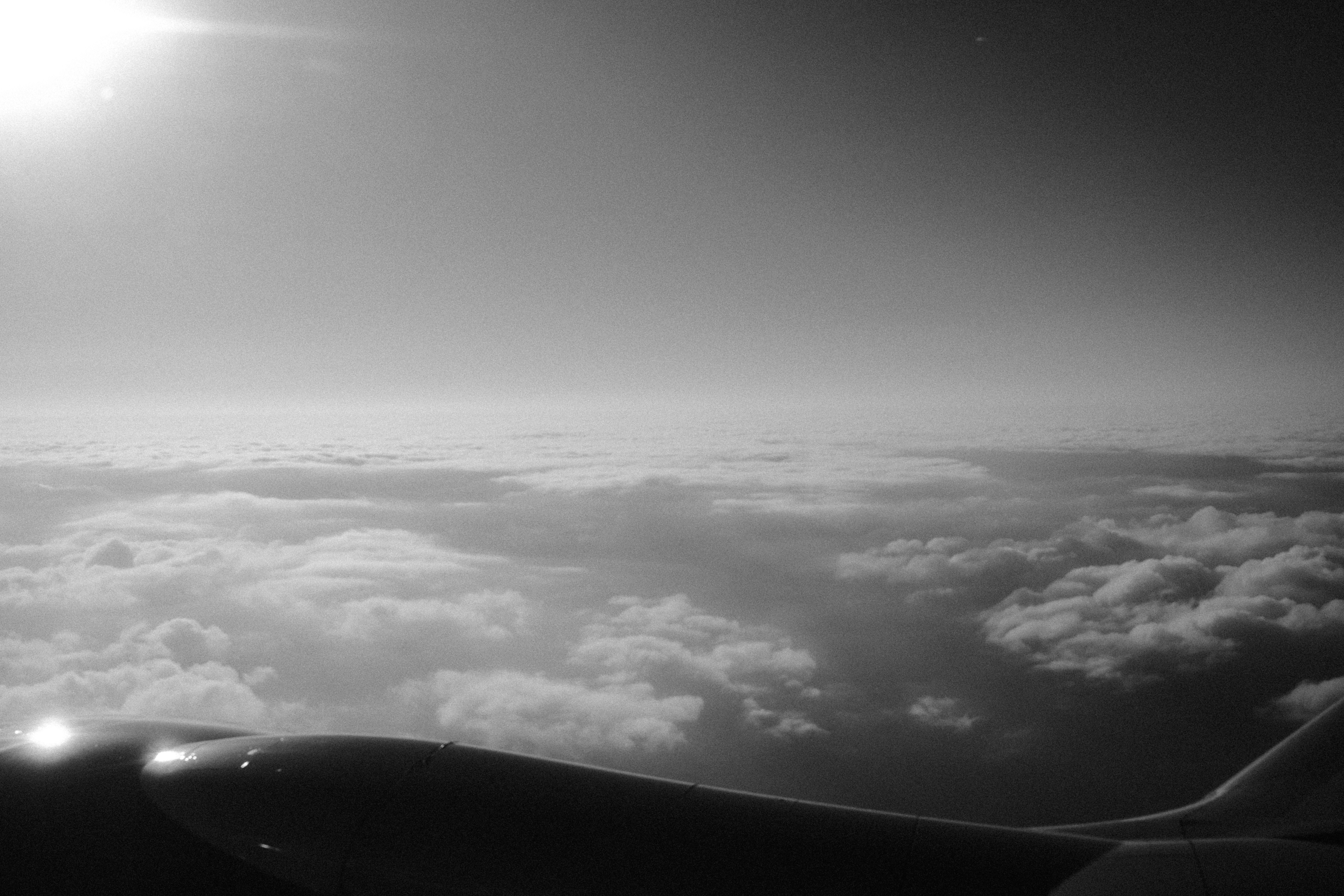 Above the clouds with a view of the sun.