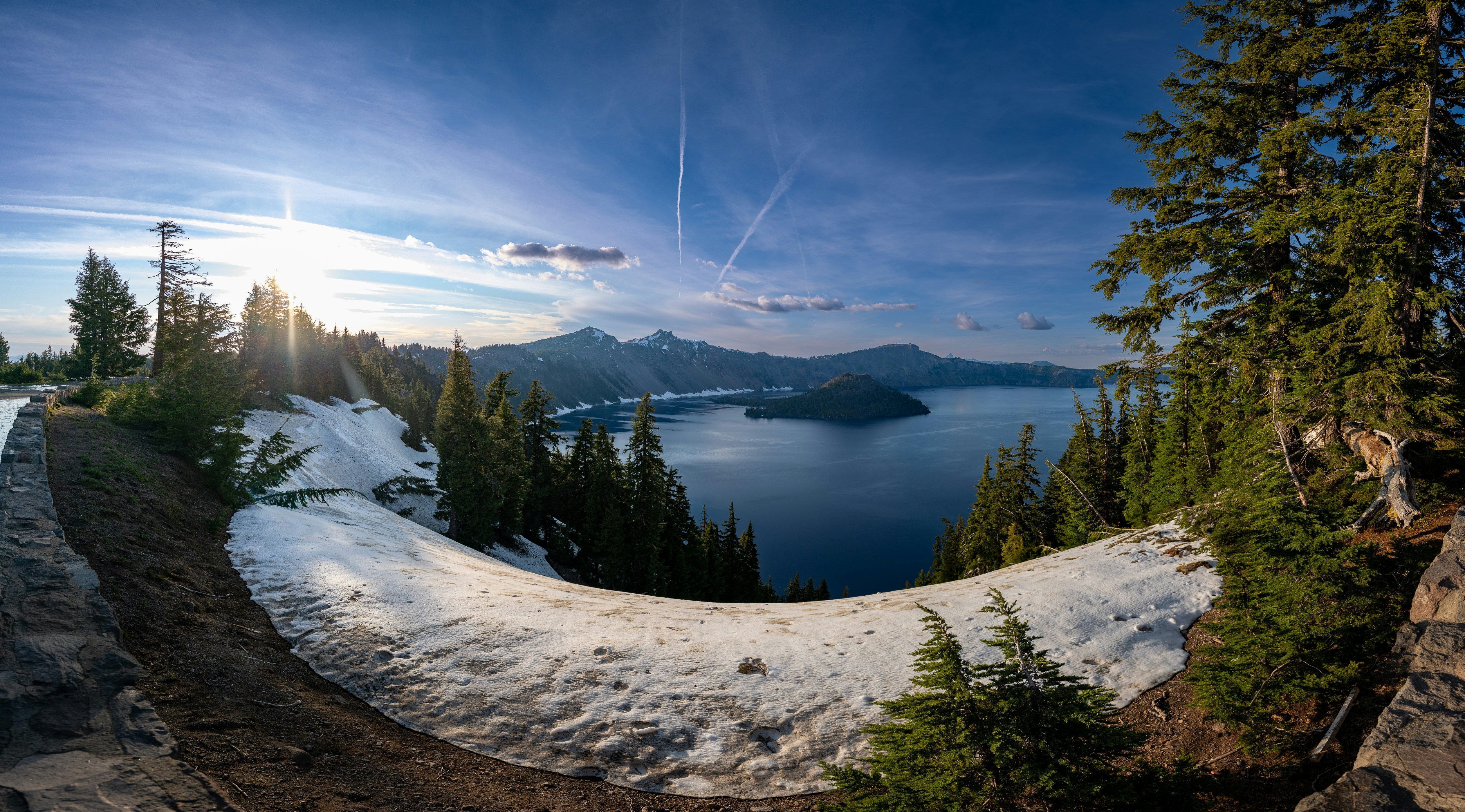 Scenic landscape view of a beautiful lake.