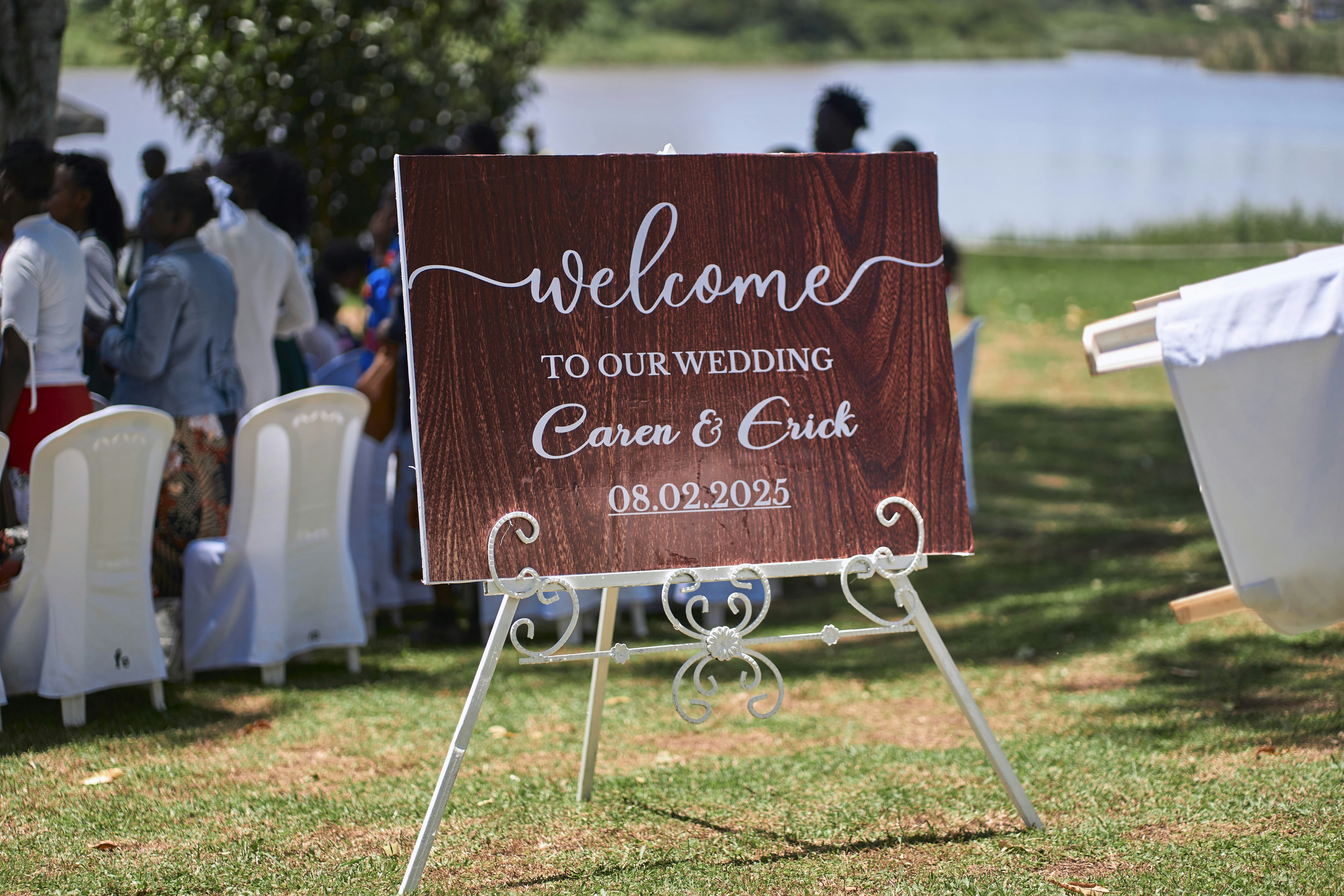 Wedding sign welcoming guests to caron and erick's event. photo – Free ...