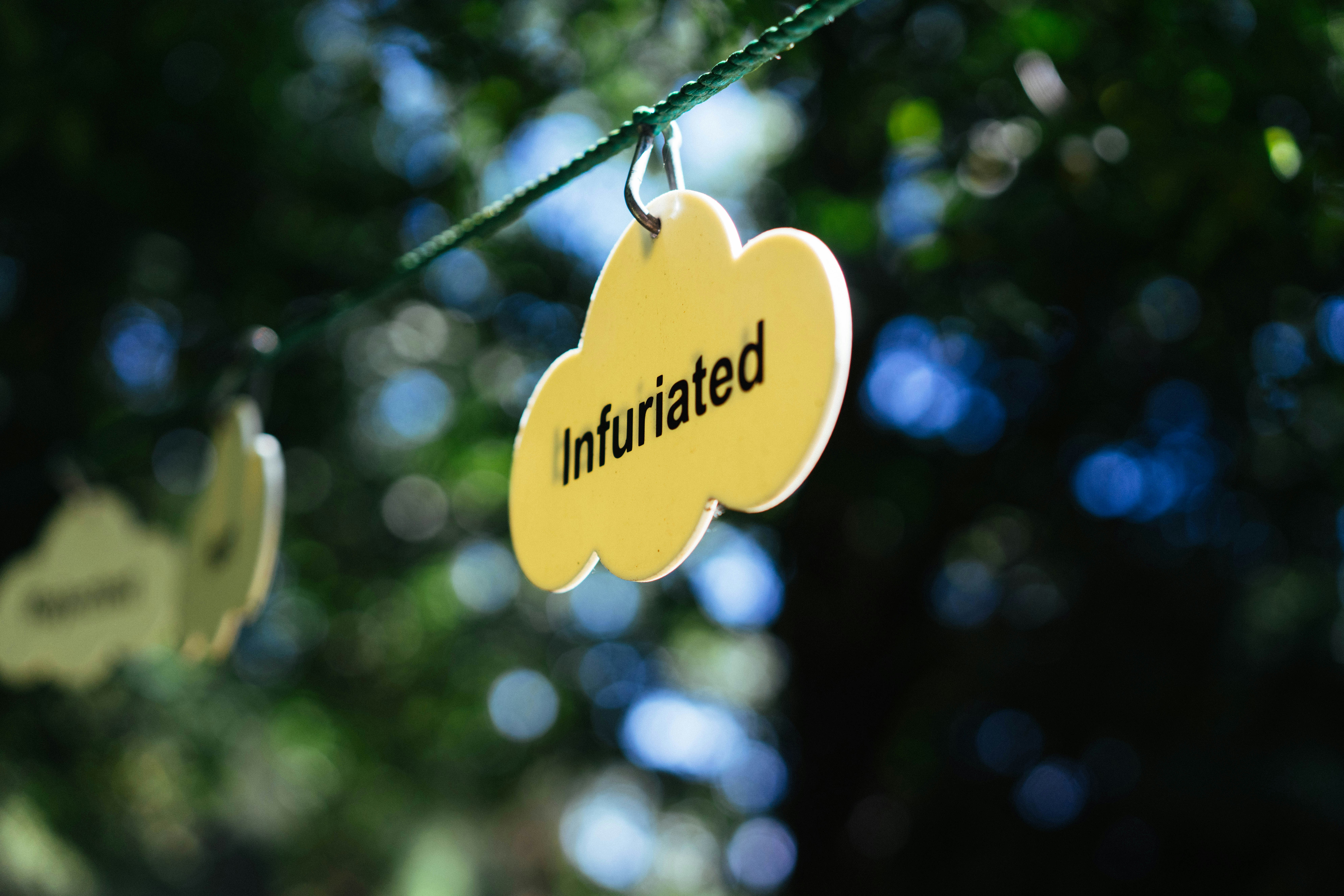 A cloud-shaped tag reads "infuriated". photo – Free Symbol Image on ...