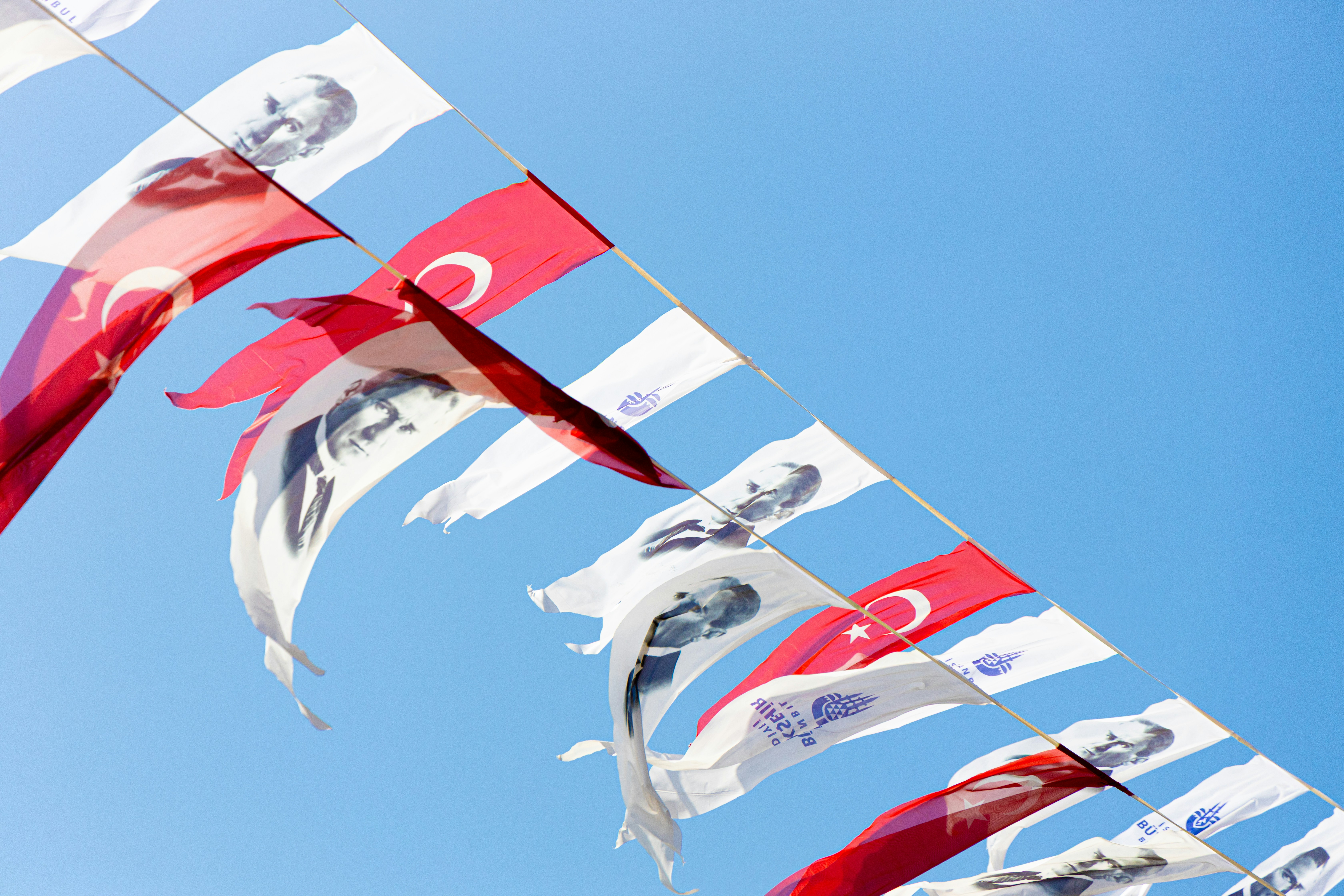 Turkish flags and banners are waving in the sky. photo – Free Istanbul ...