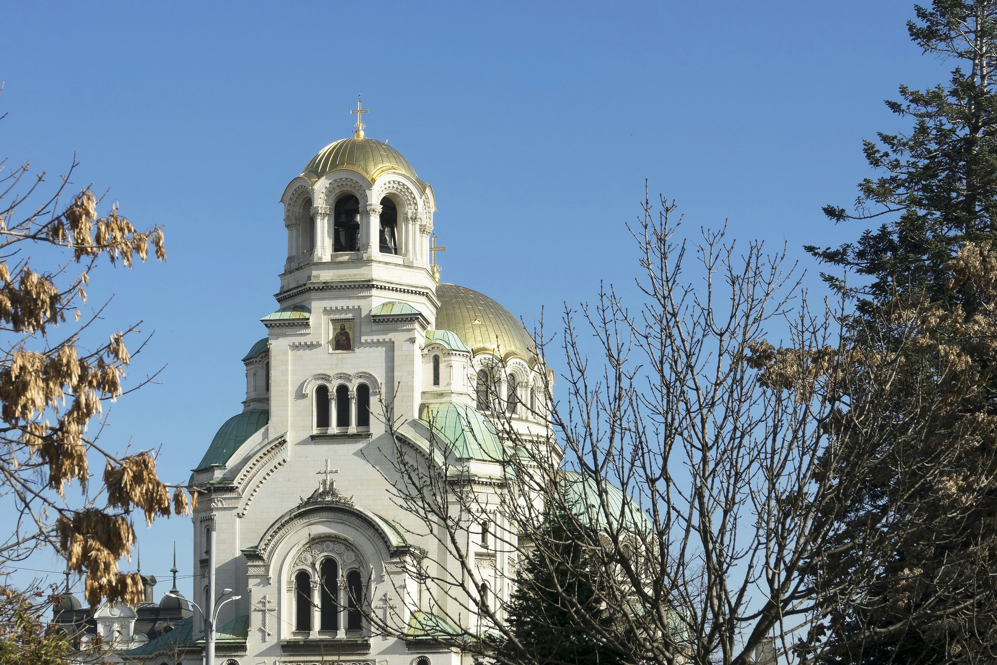 The cathedral of alexander nevsky stands tall.