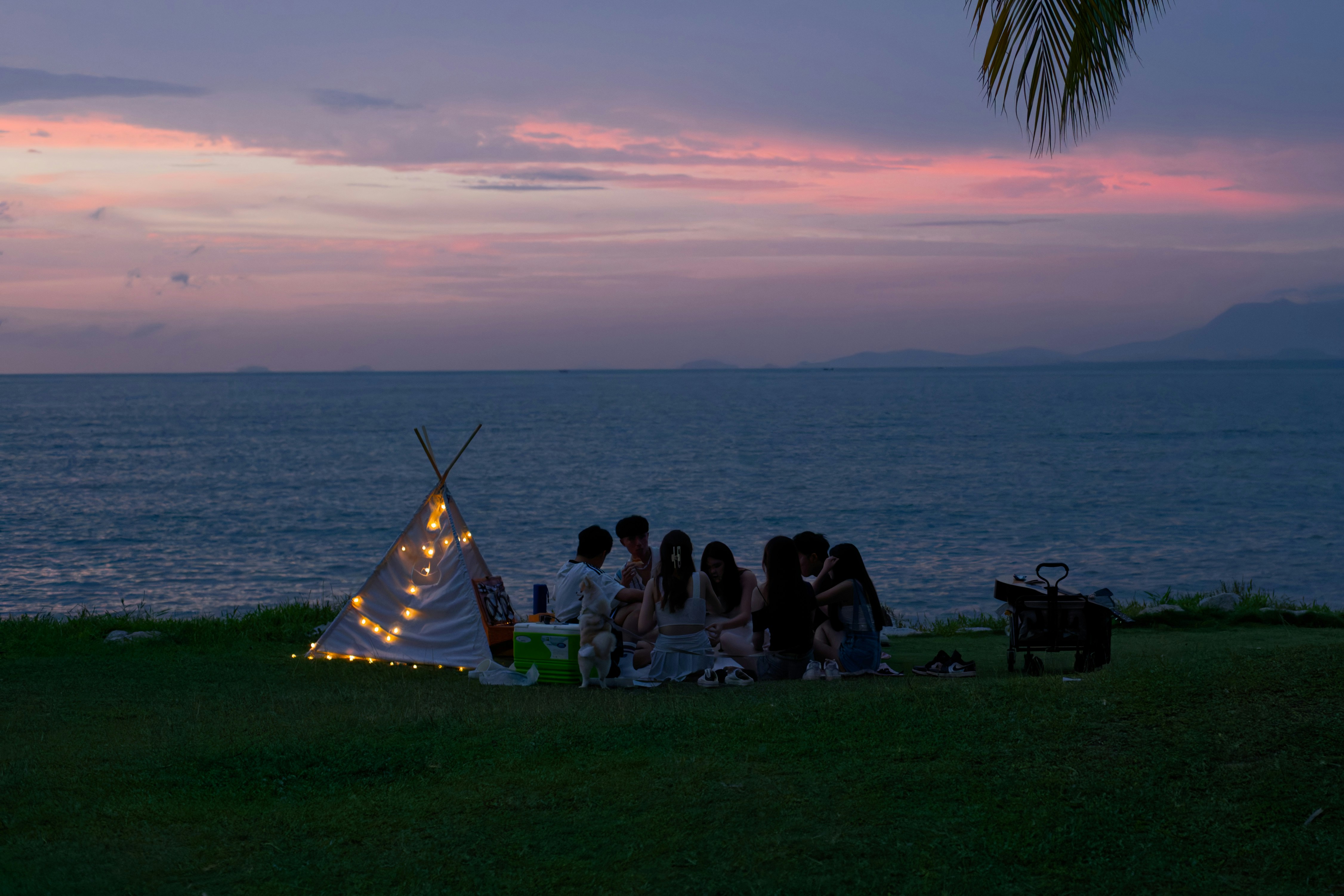 Twilight Teepee Picnic by the Quiet Sea
