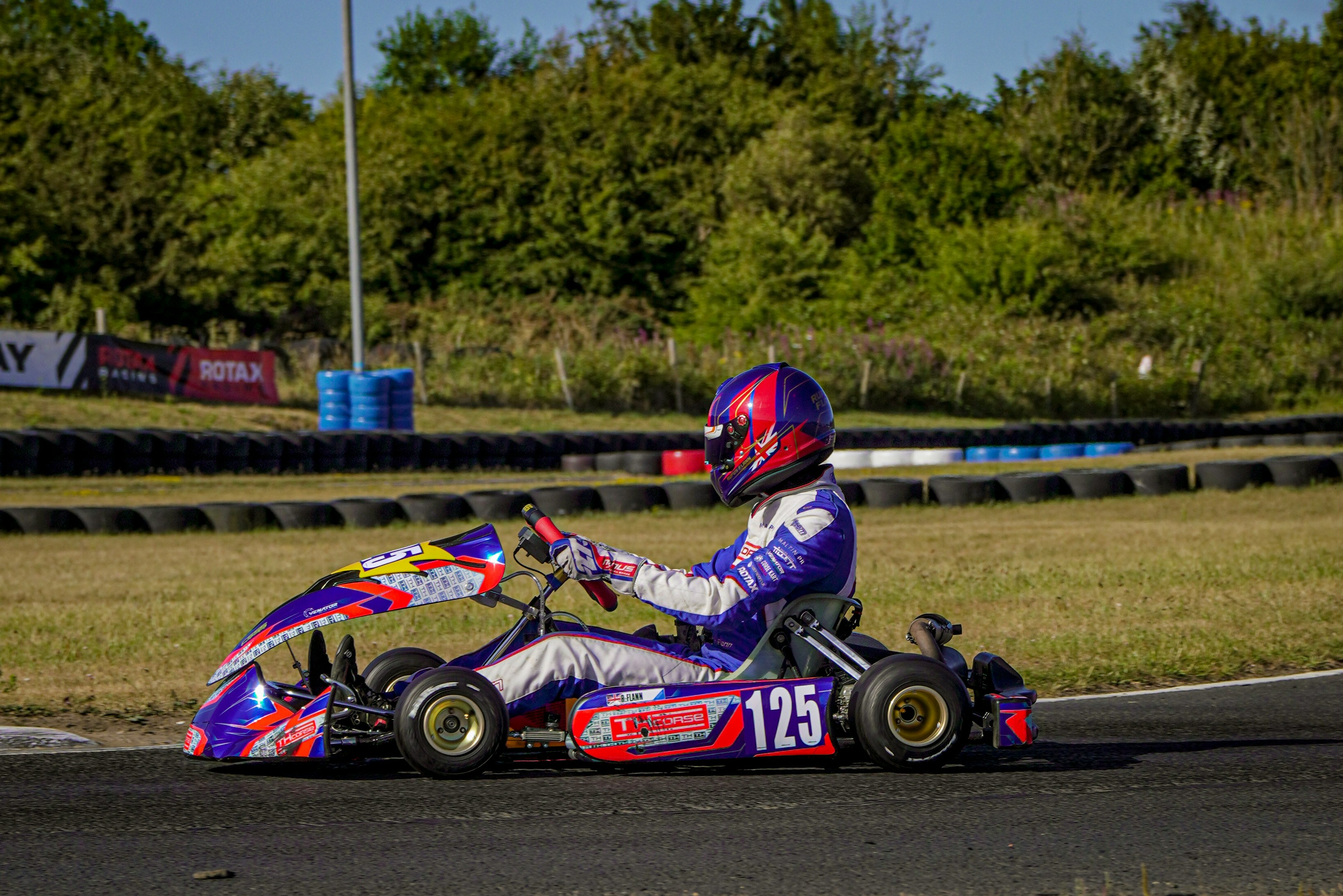 Collision of Color and Speed: Purple Kart in On-Track Focus