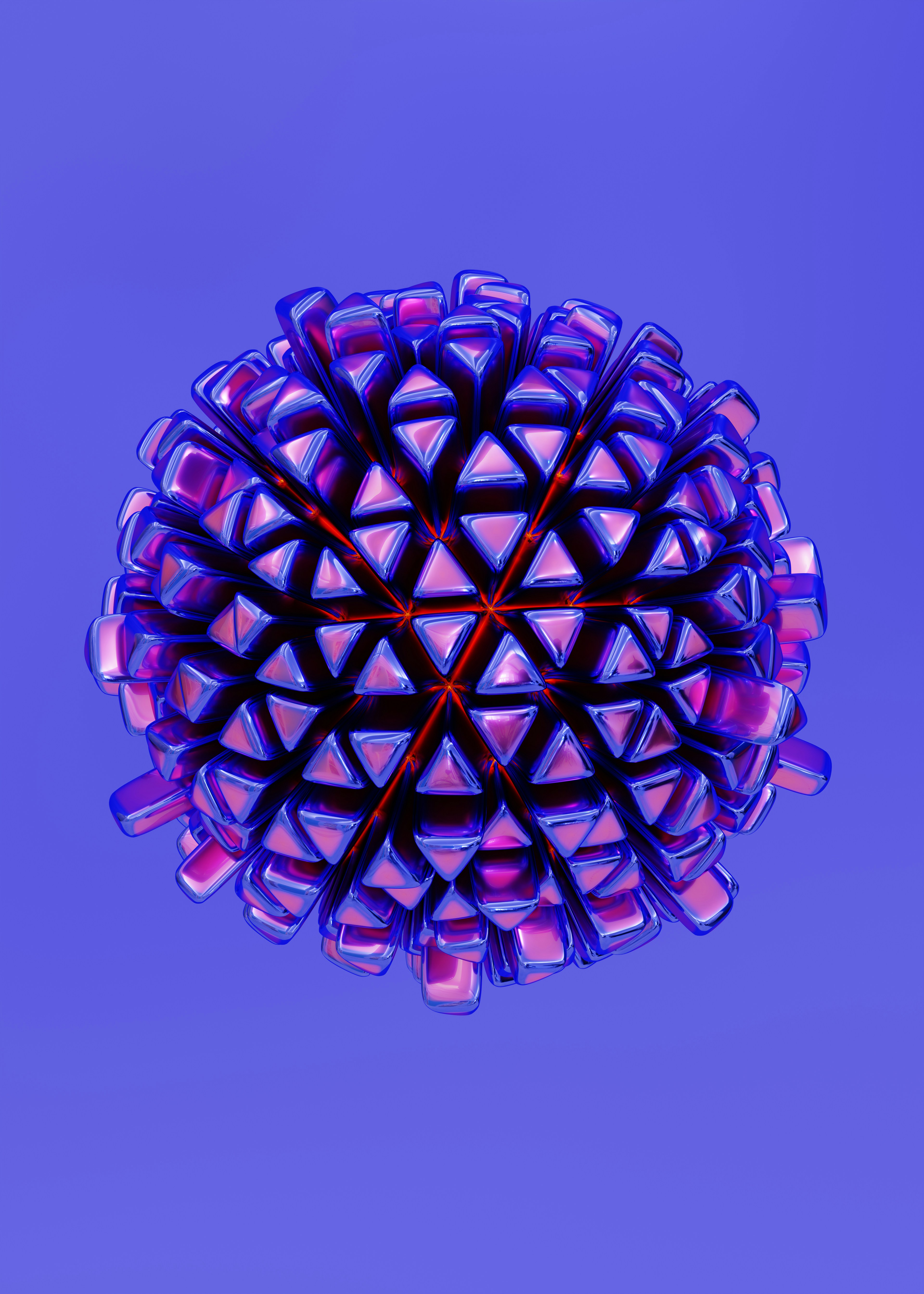 A geometric shape is illuminated against a blue backdrop. photo – Free ...