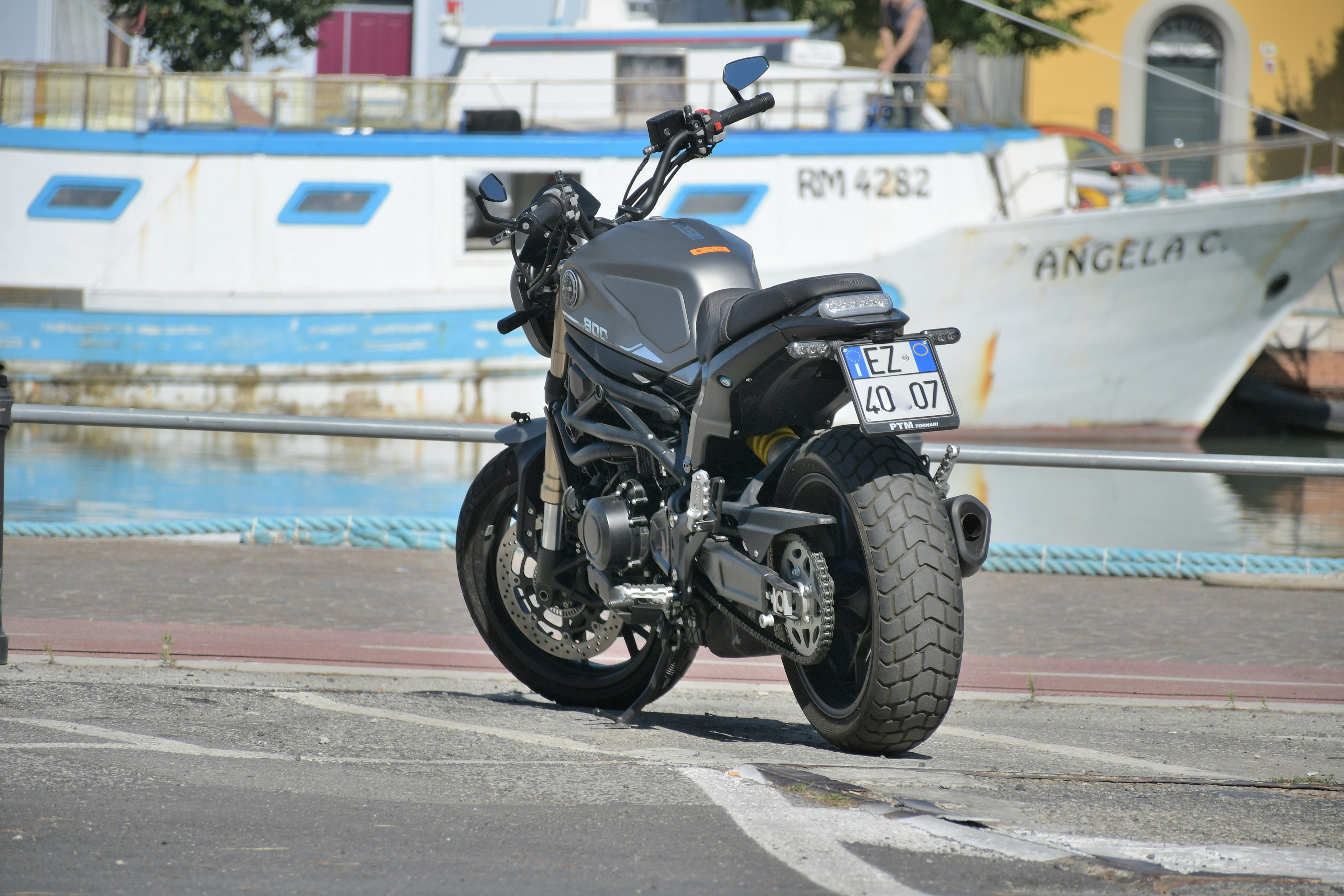 Urban Elegance: The Motorcycle by the Marina