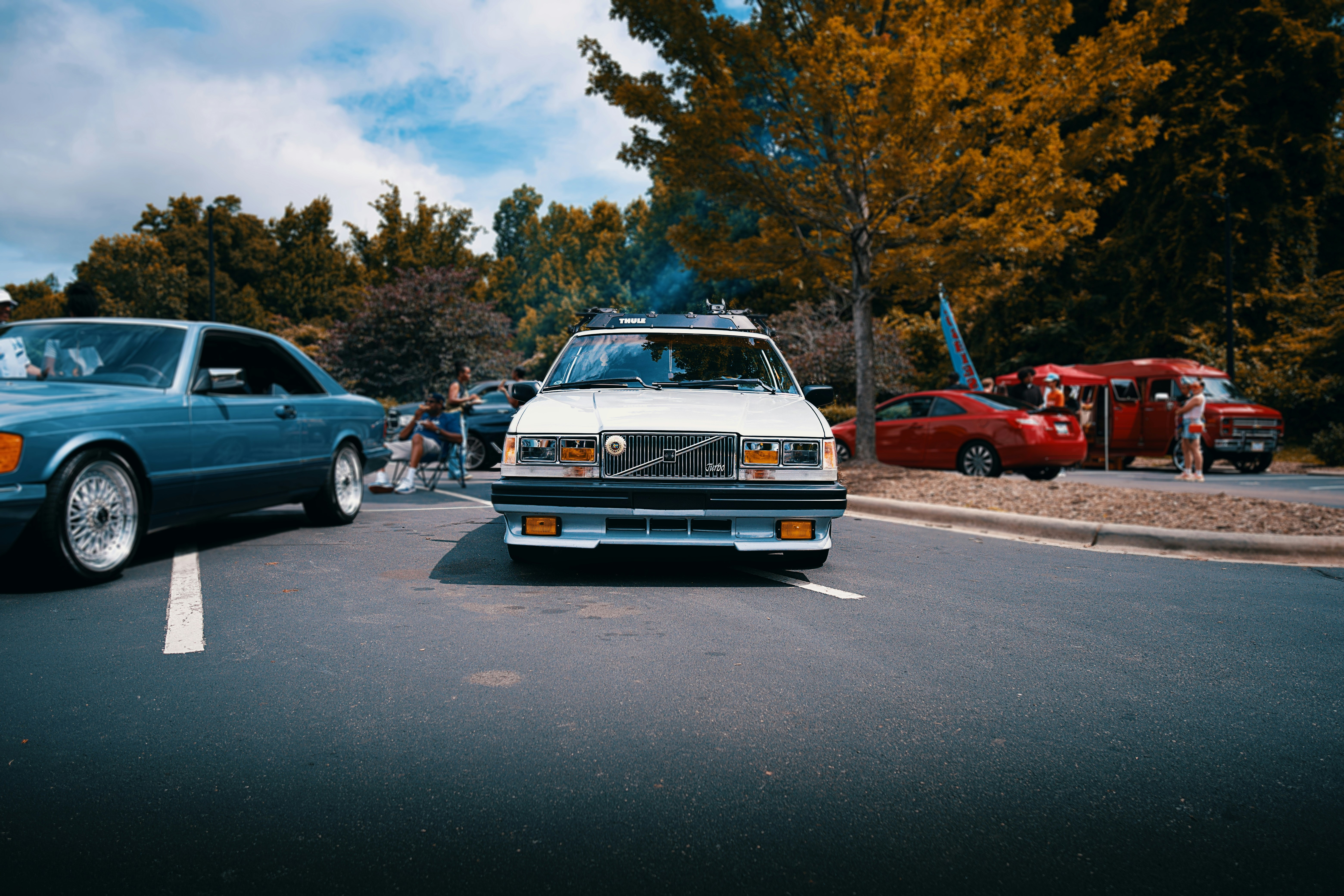 1985 Volvo 760 Turbo at car show in Charlotte hosted by @paidnfullcarclub. | Cars parked on a road outdoors in daylight.