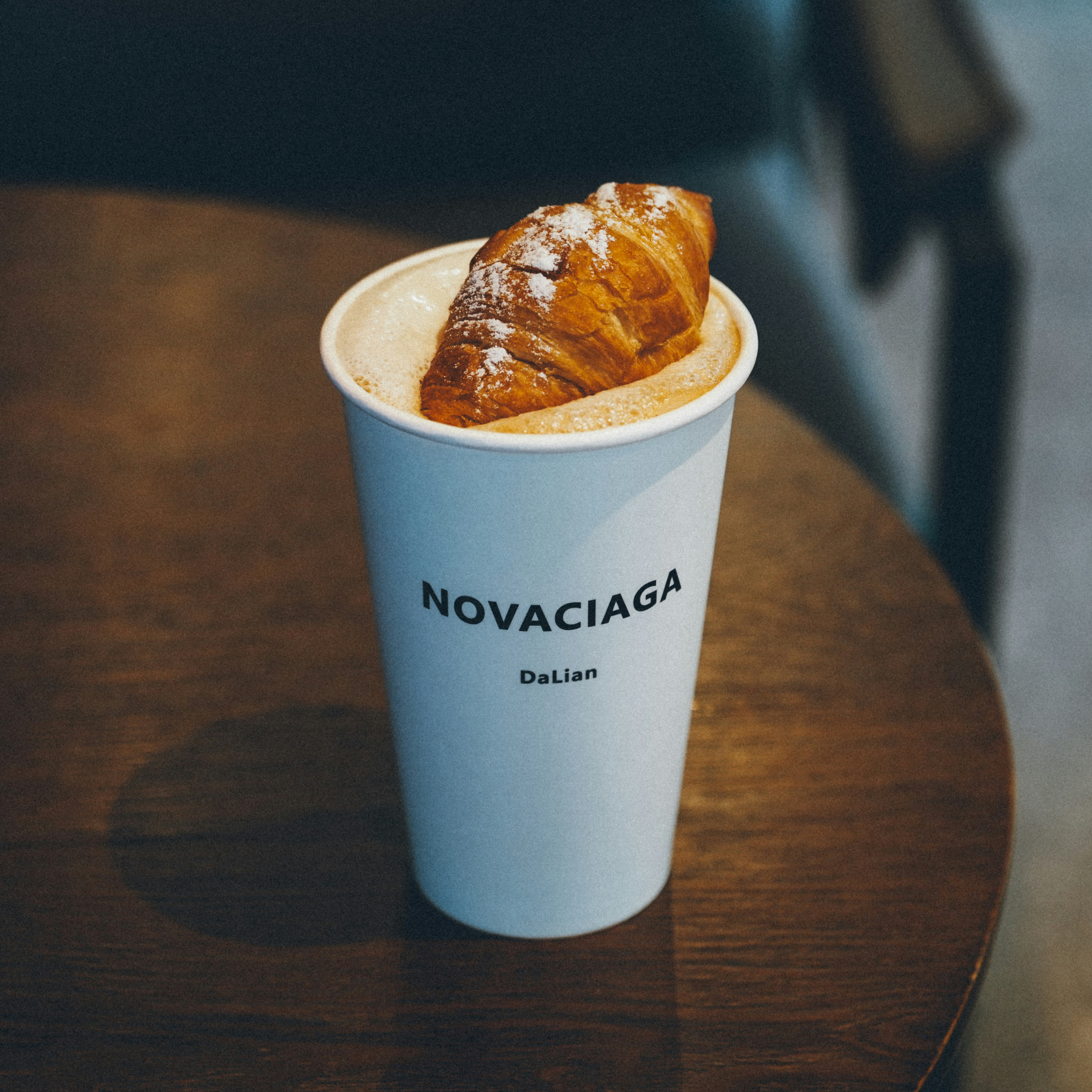 Morning Indulgence: A Croissant's Cozy Embrace