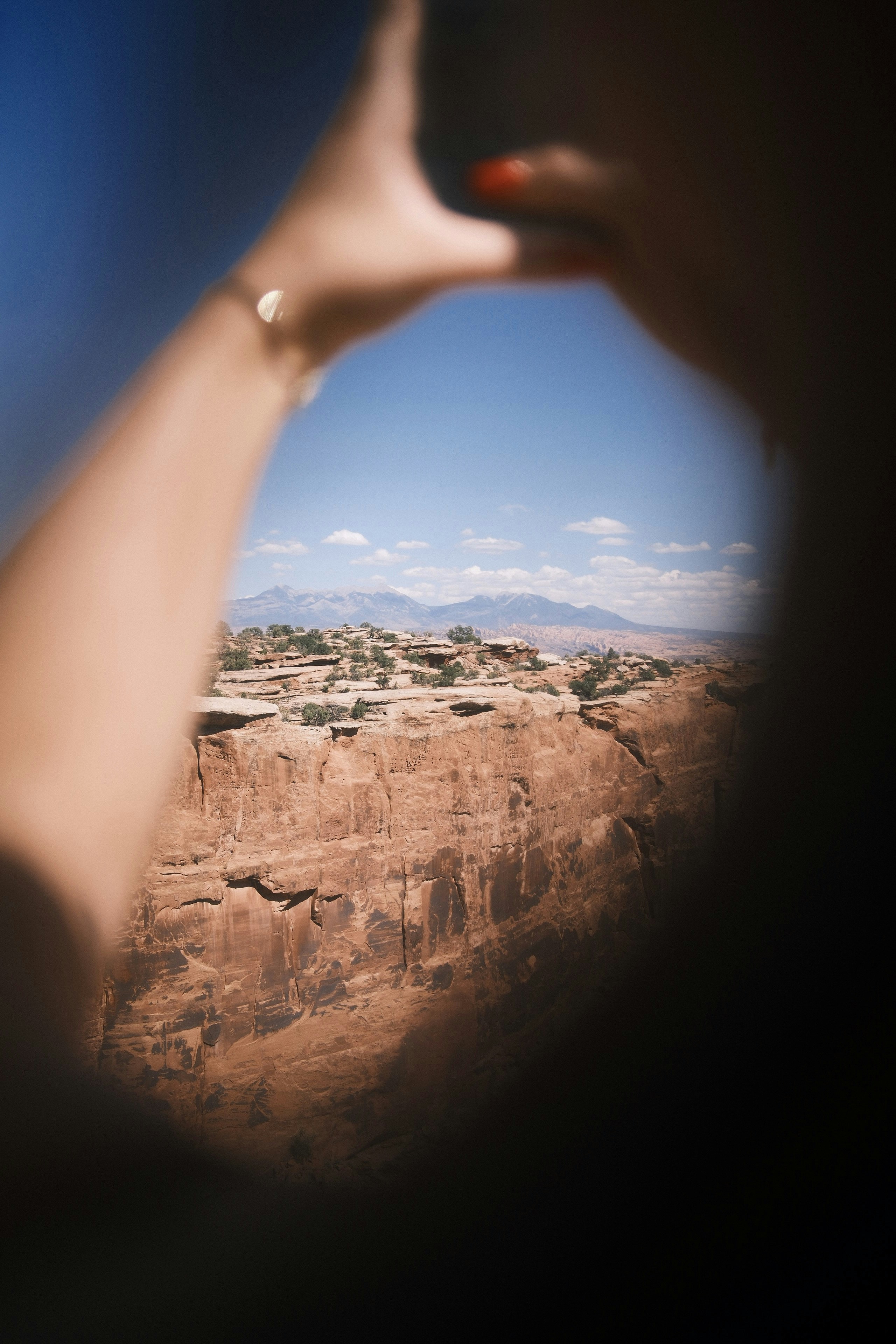 A Hidden Canyon View Through a Circular Frame