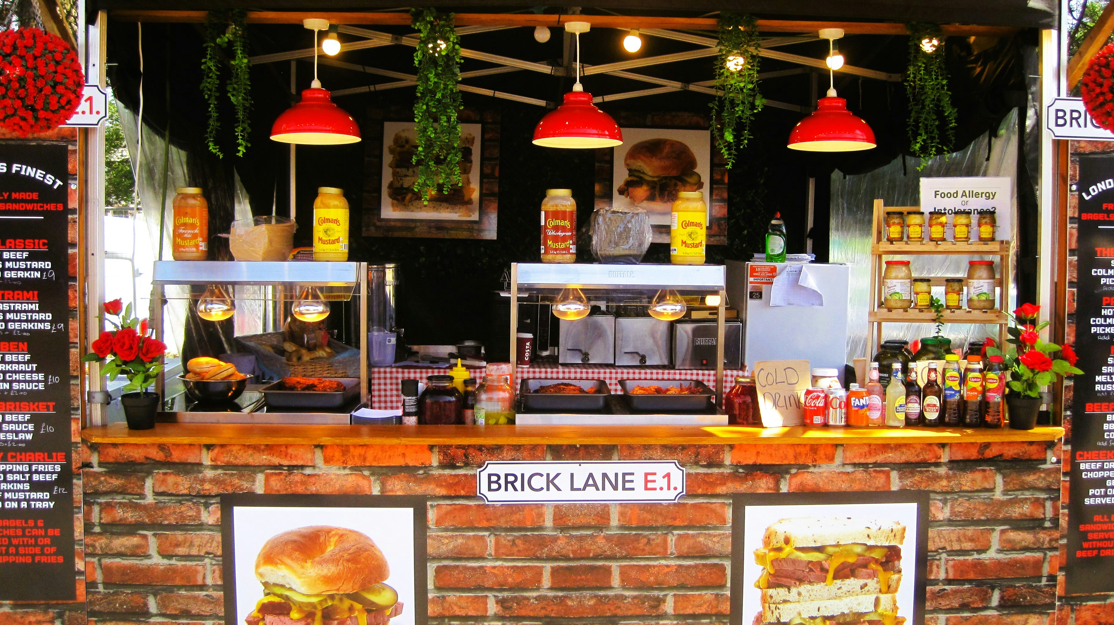 taken july 11th 2025 | A food stall on brick lane is ready to serve.