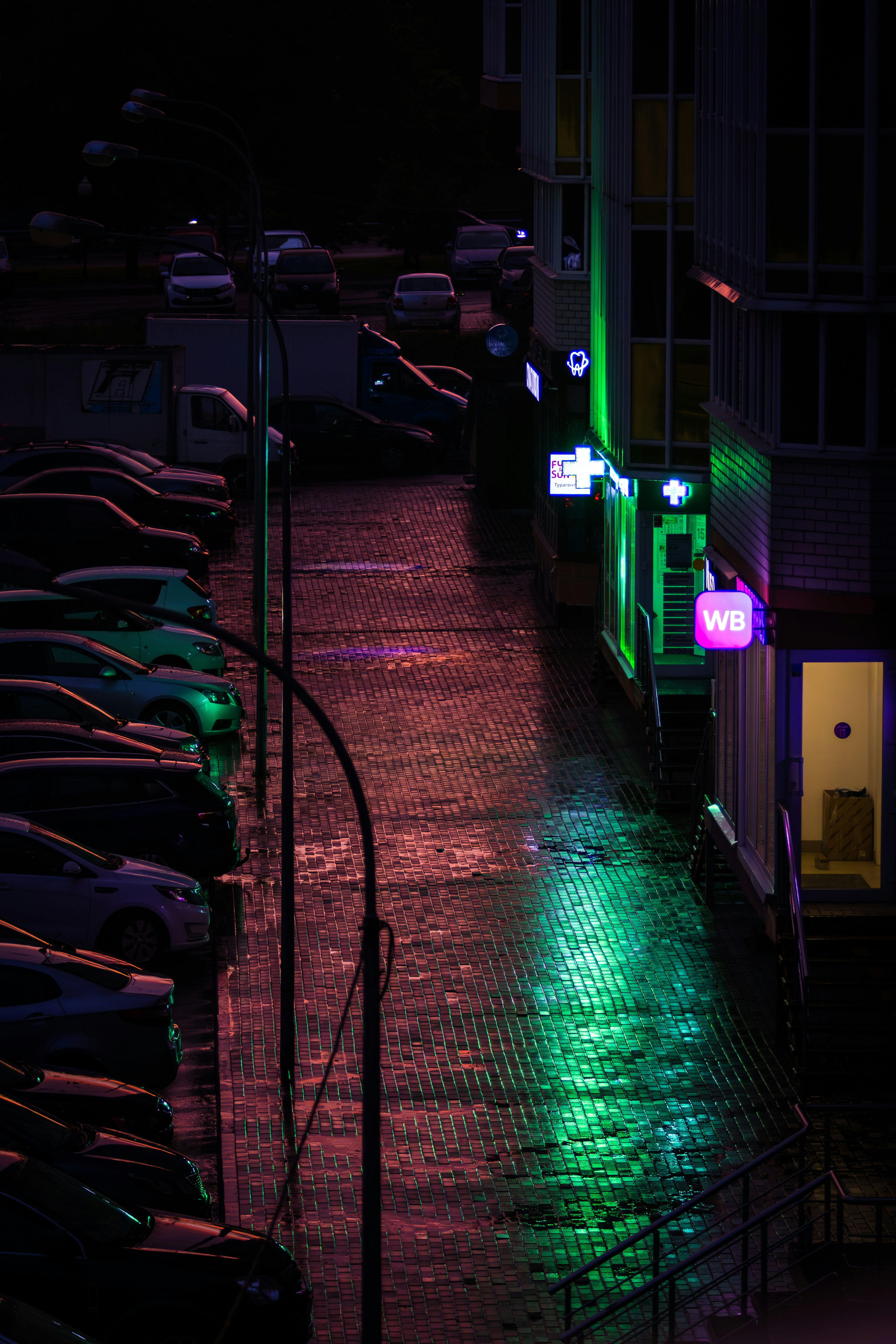 Neon Reflections: A Nighttime Urban Symphony