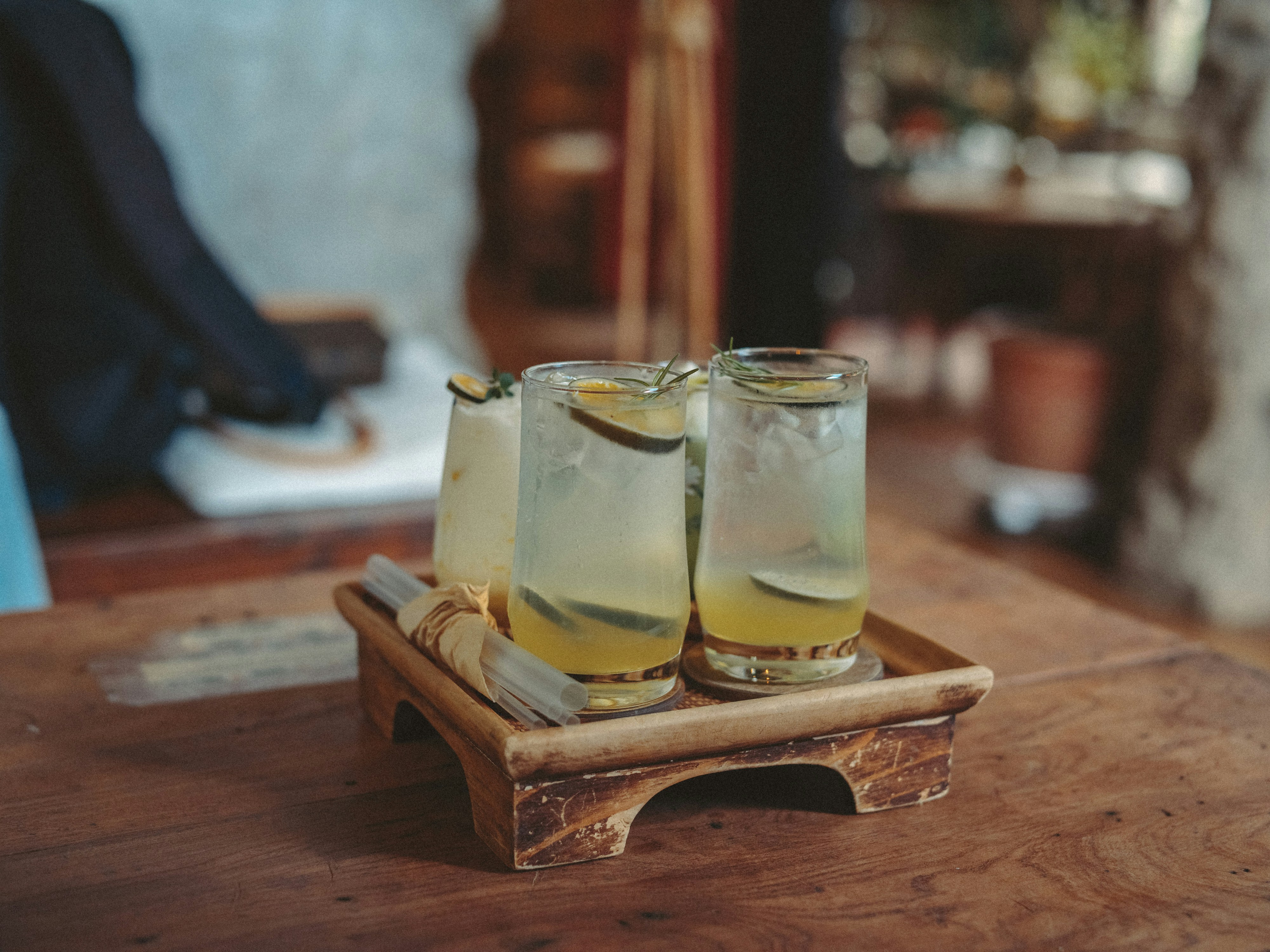 Refreshing Citrus Elixirs on a Rustic Tray