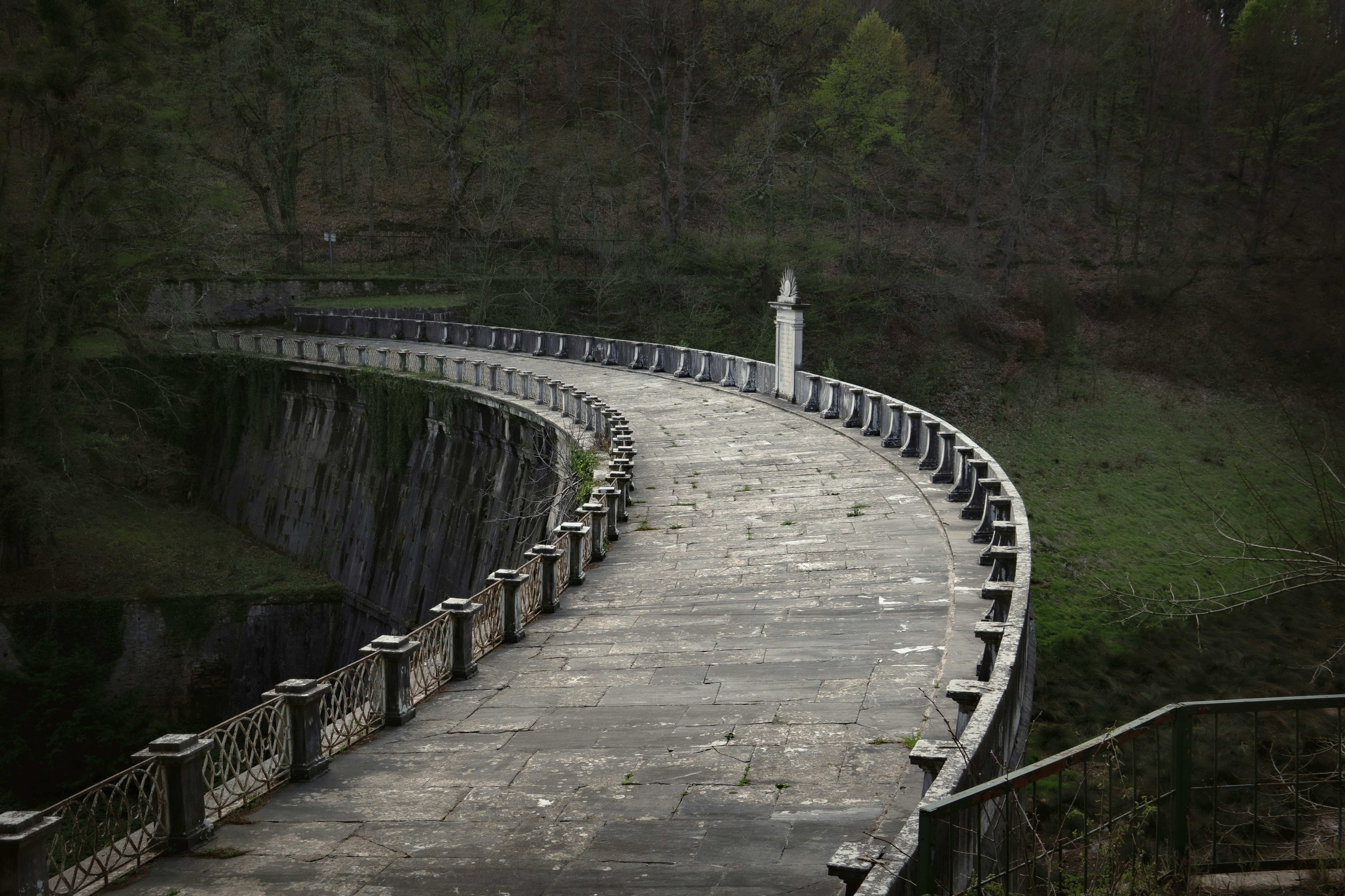 A winding road and bridge stretches into the distance.