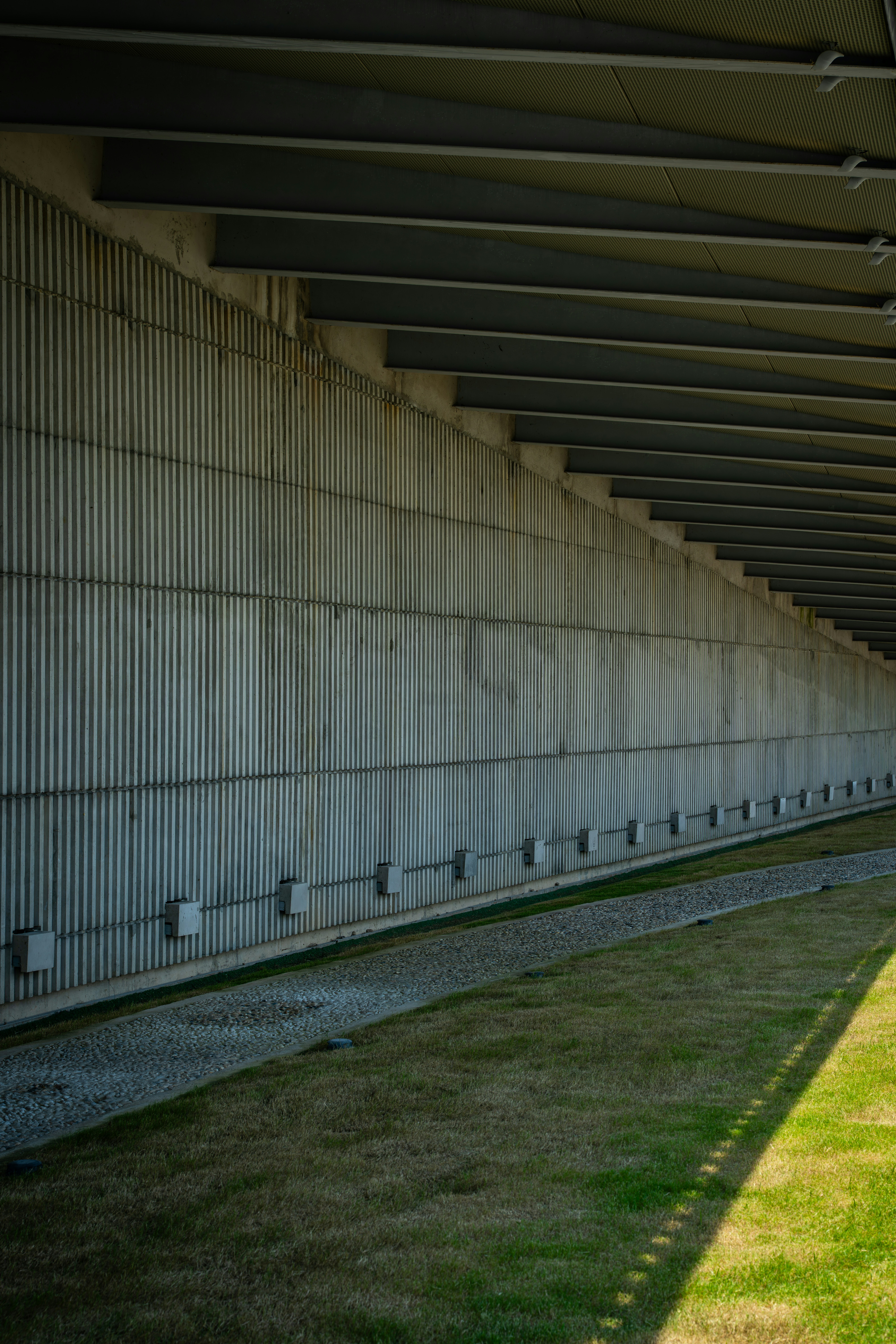 Concrete architecture creates shadows and light.