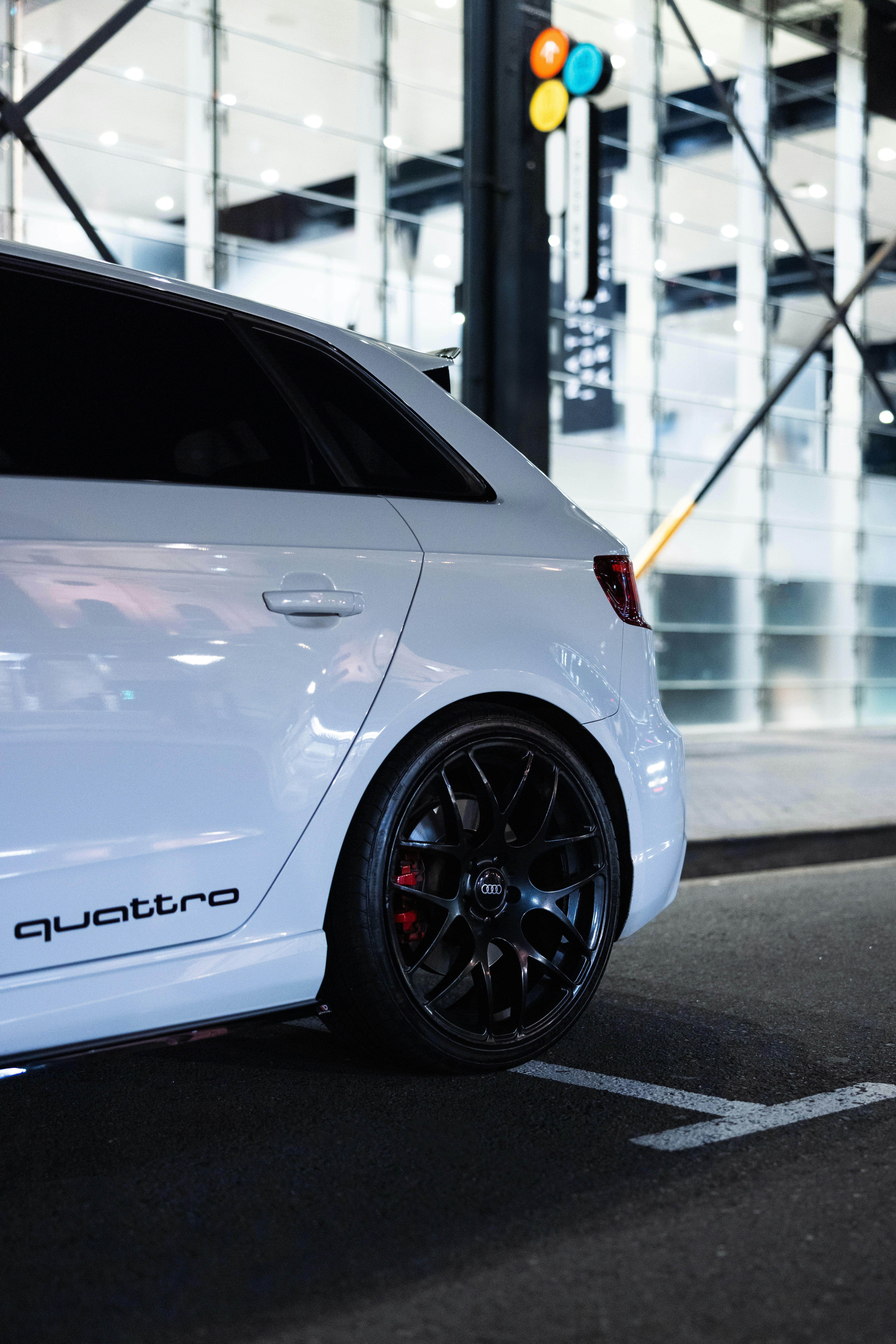 Under Glass Canopy: The White Audi quattro at Urban Edge