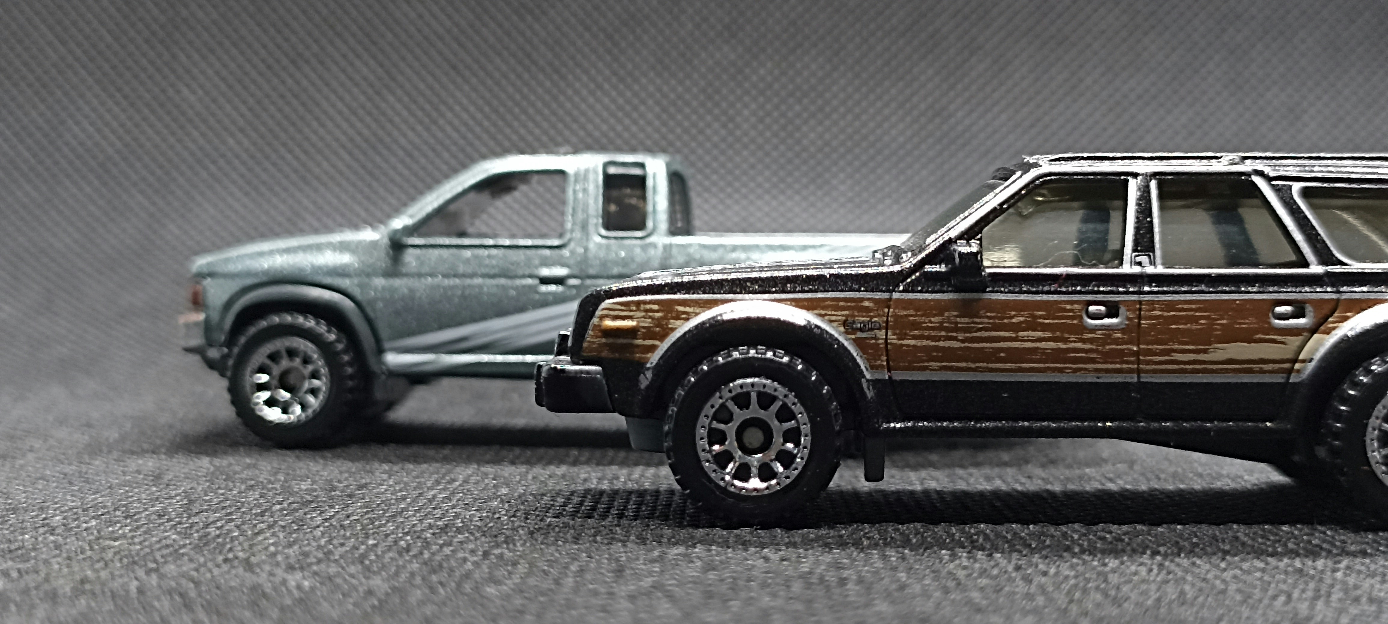 Duet of Distant Roads: A Detailed Standoff Between Toy Trucks