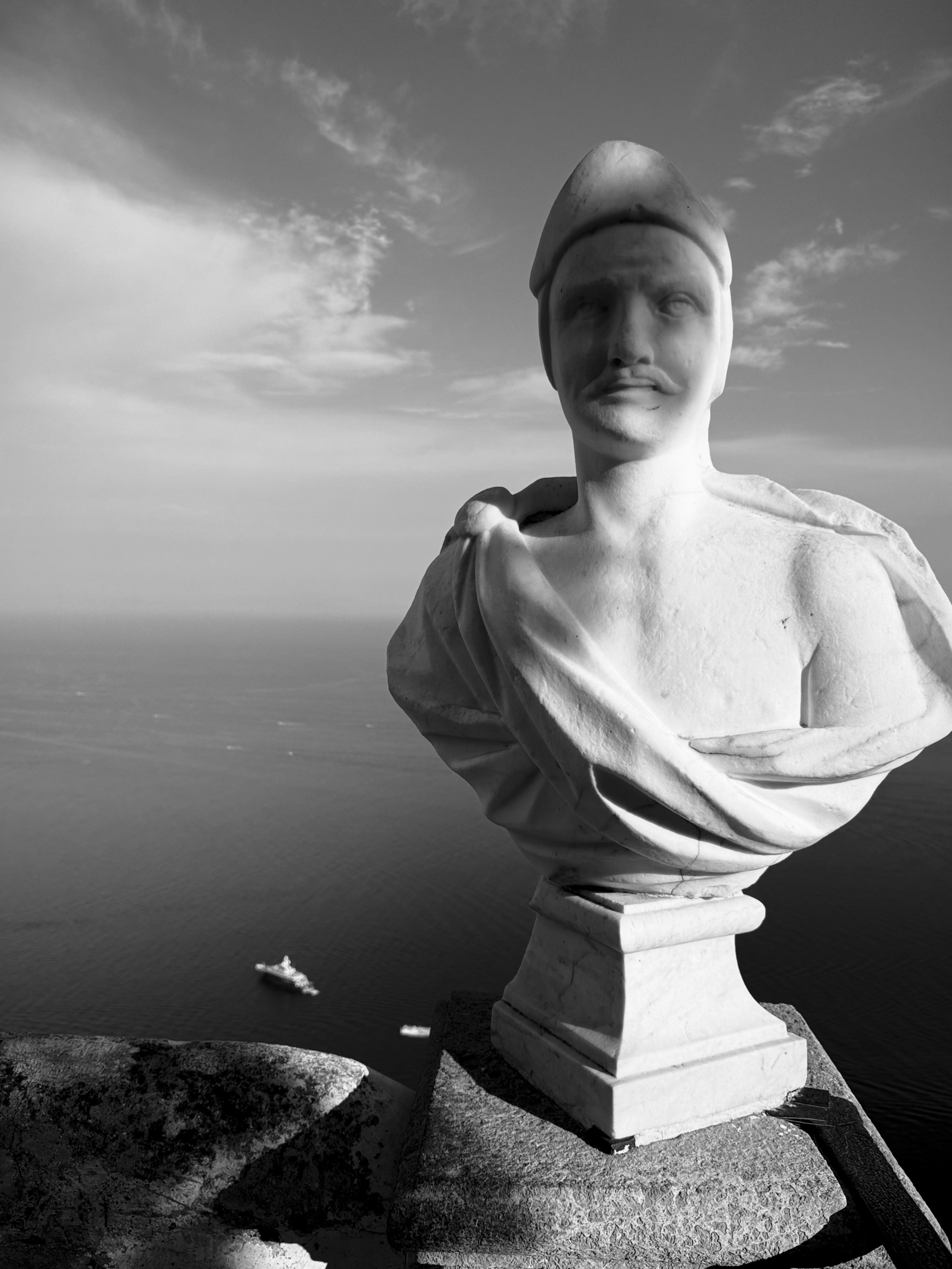 Marble Guardian Overlooking the Abyss