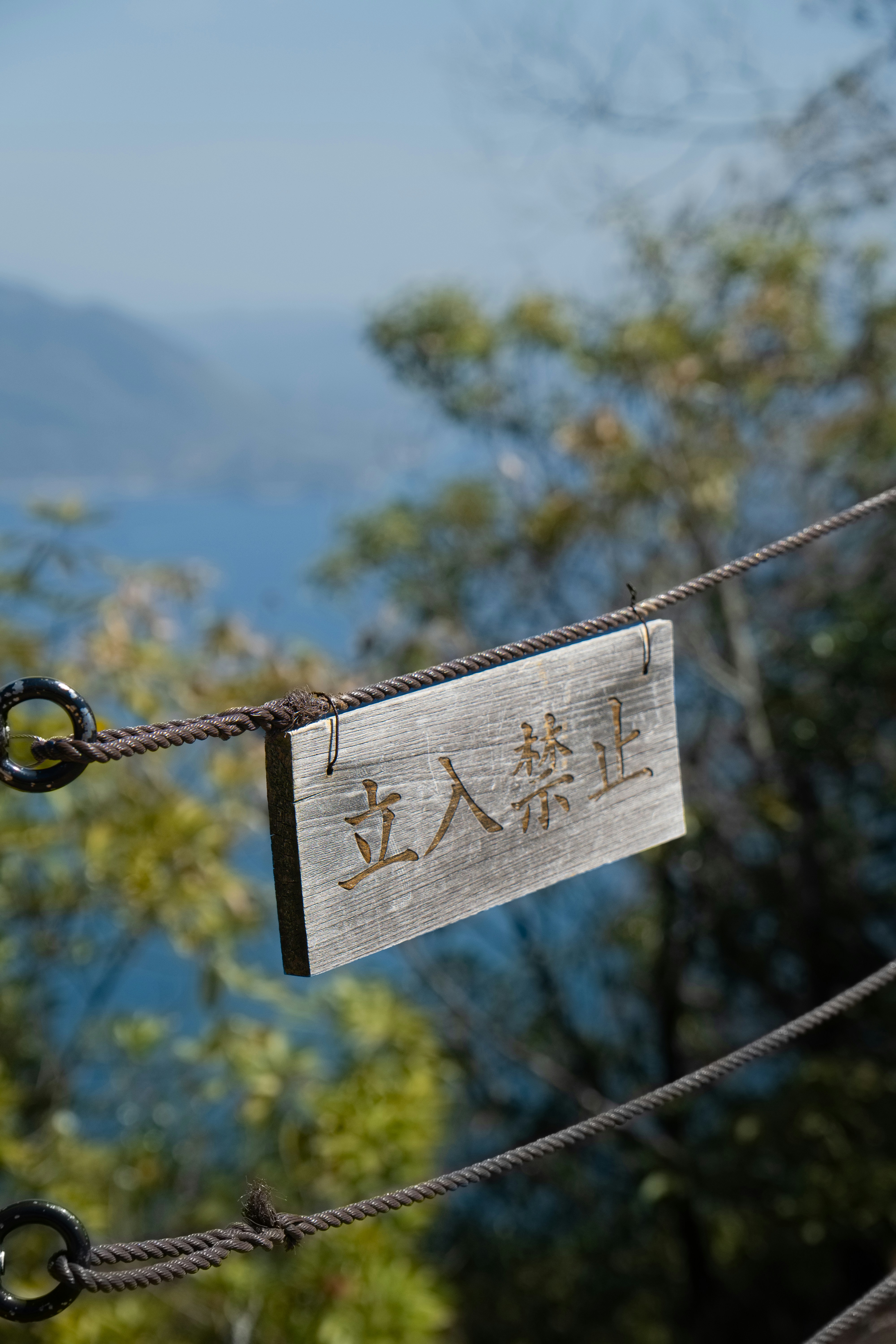 A wooden sign warns, "no entry."