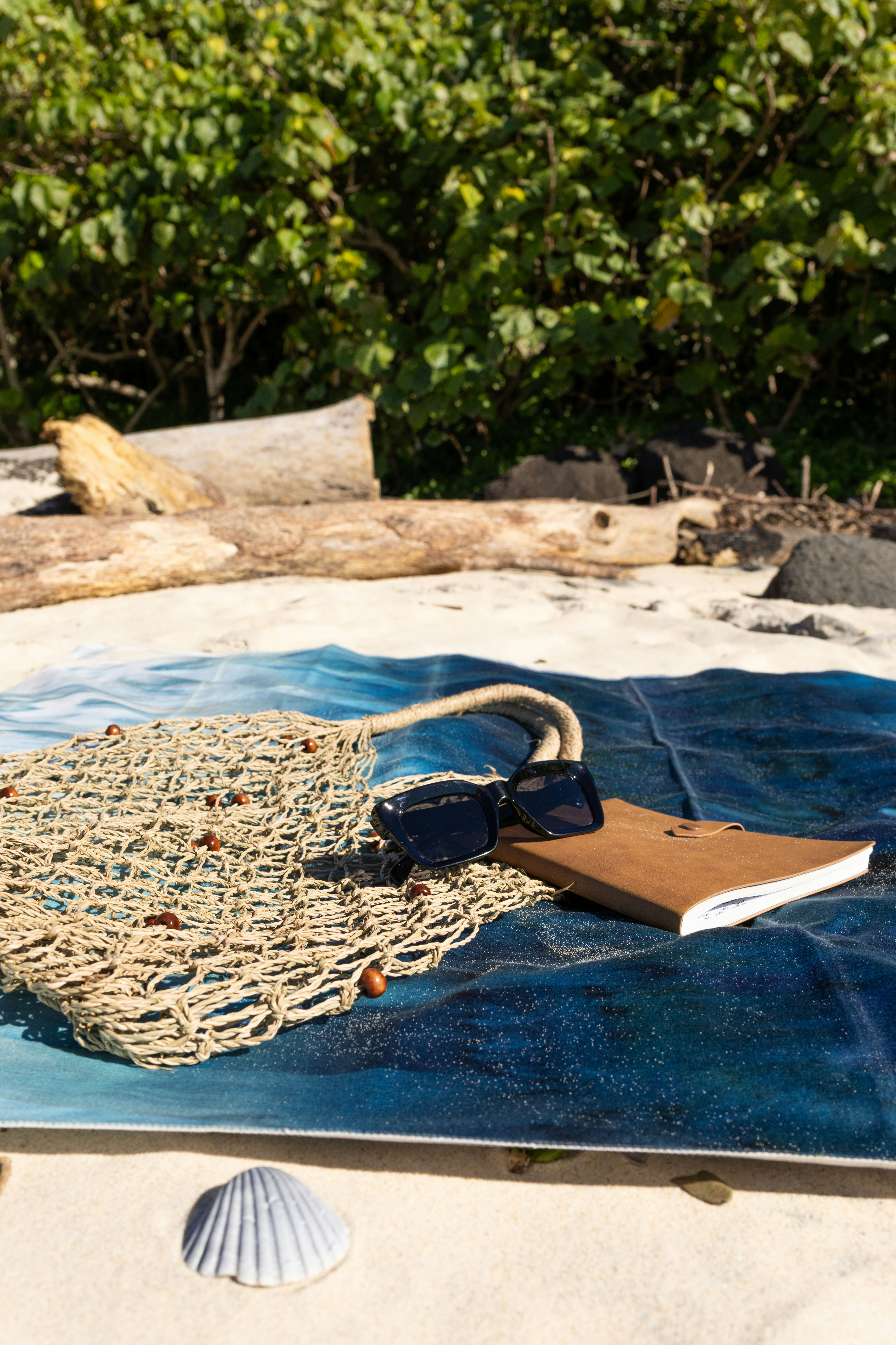 Sunlit Beach Still-Life: Sunglasses Resting on a Knotted Net