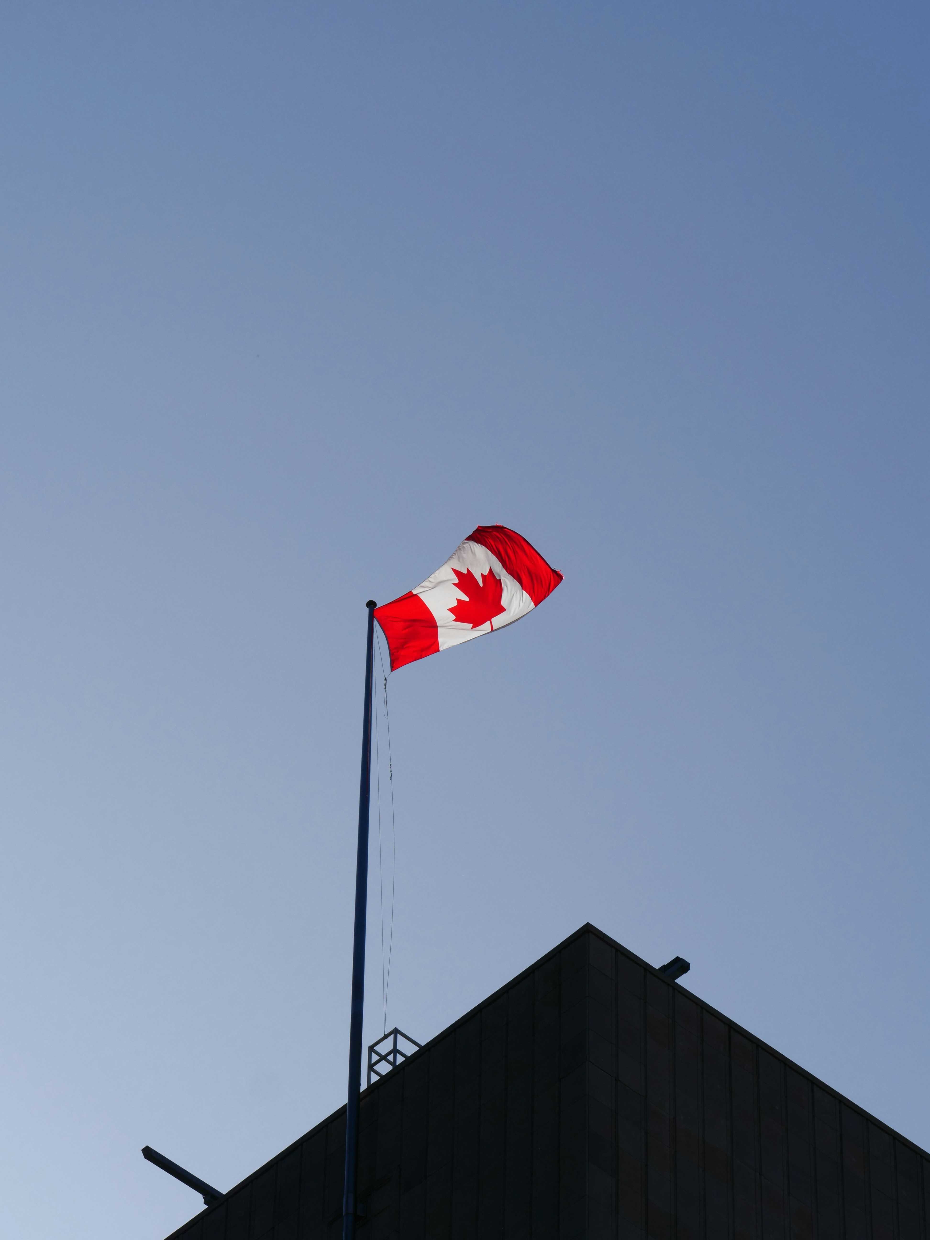Waving Pride: The Canadian Flag Against a Clear Sky