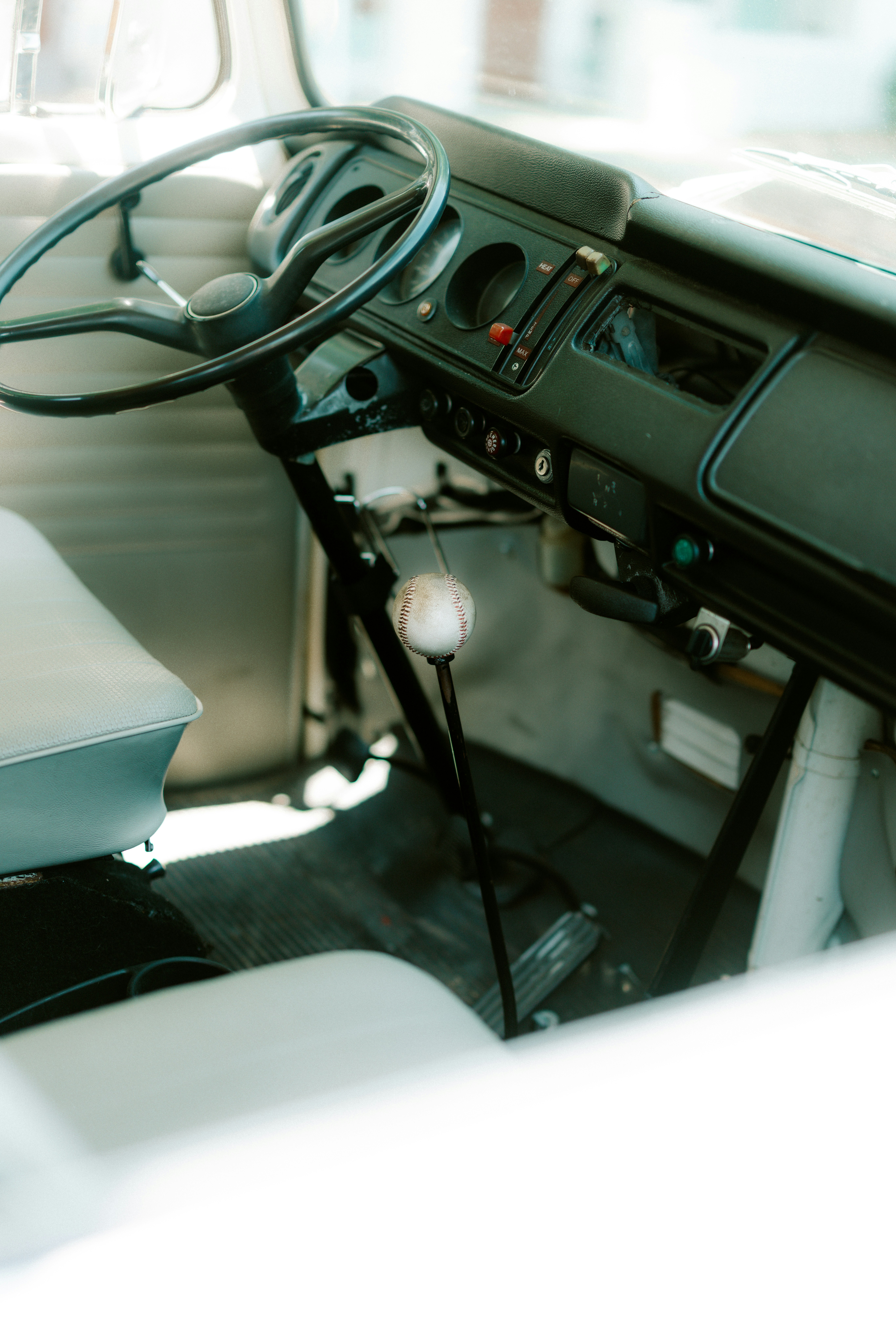 Interior view of a classic volkswagen van.