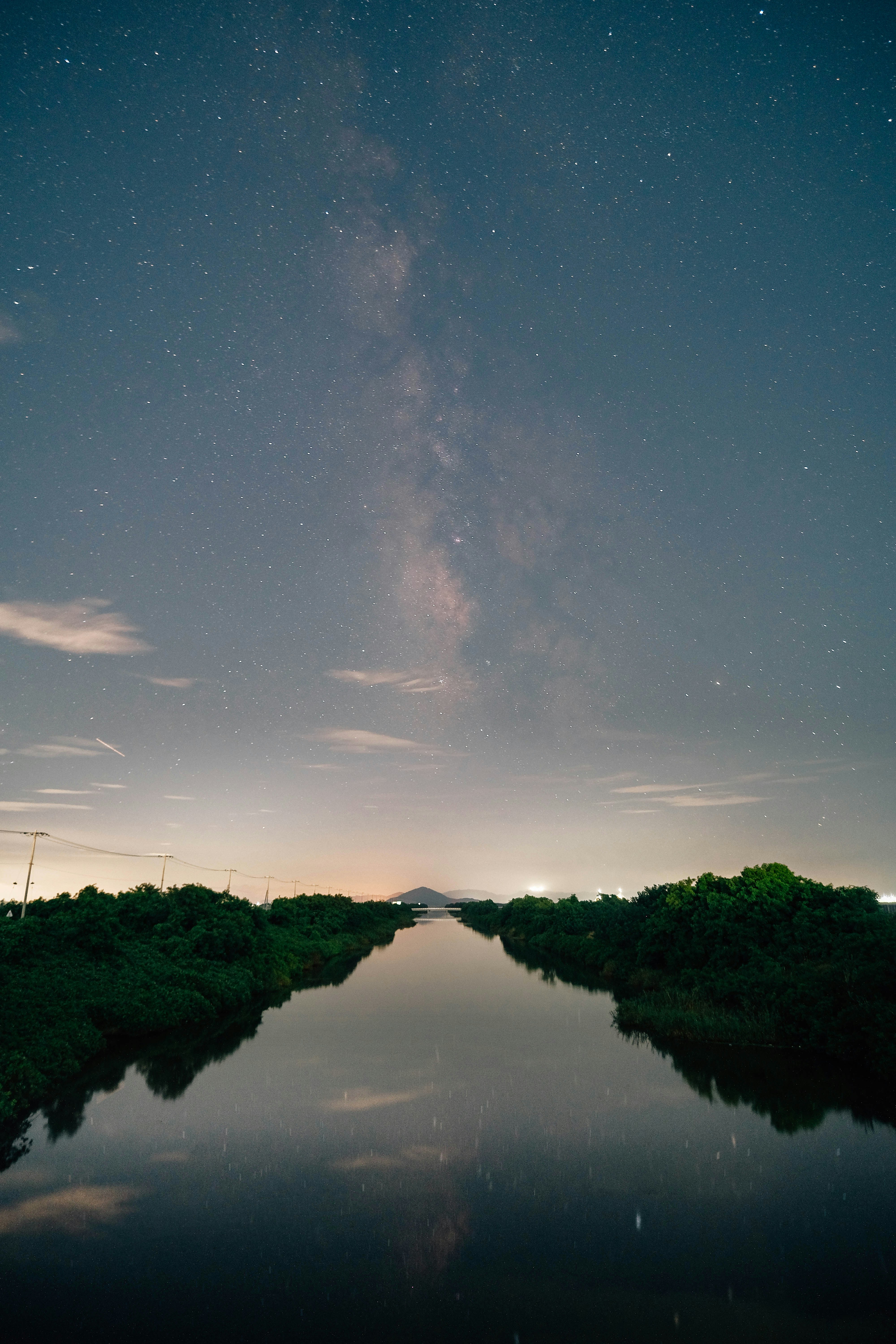 Reflections of the Cosmos: A Serene Waterway Under the Stars