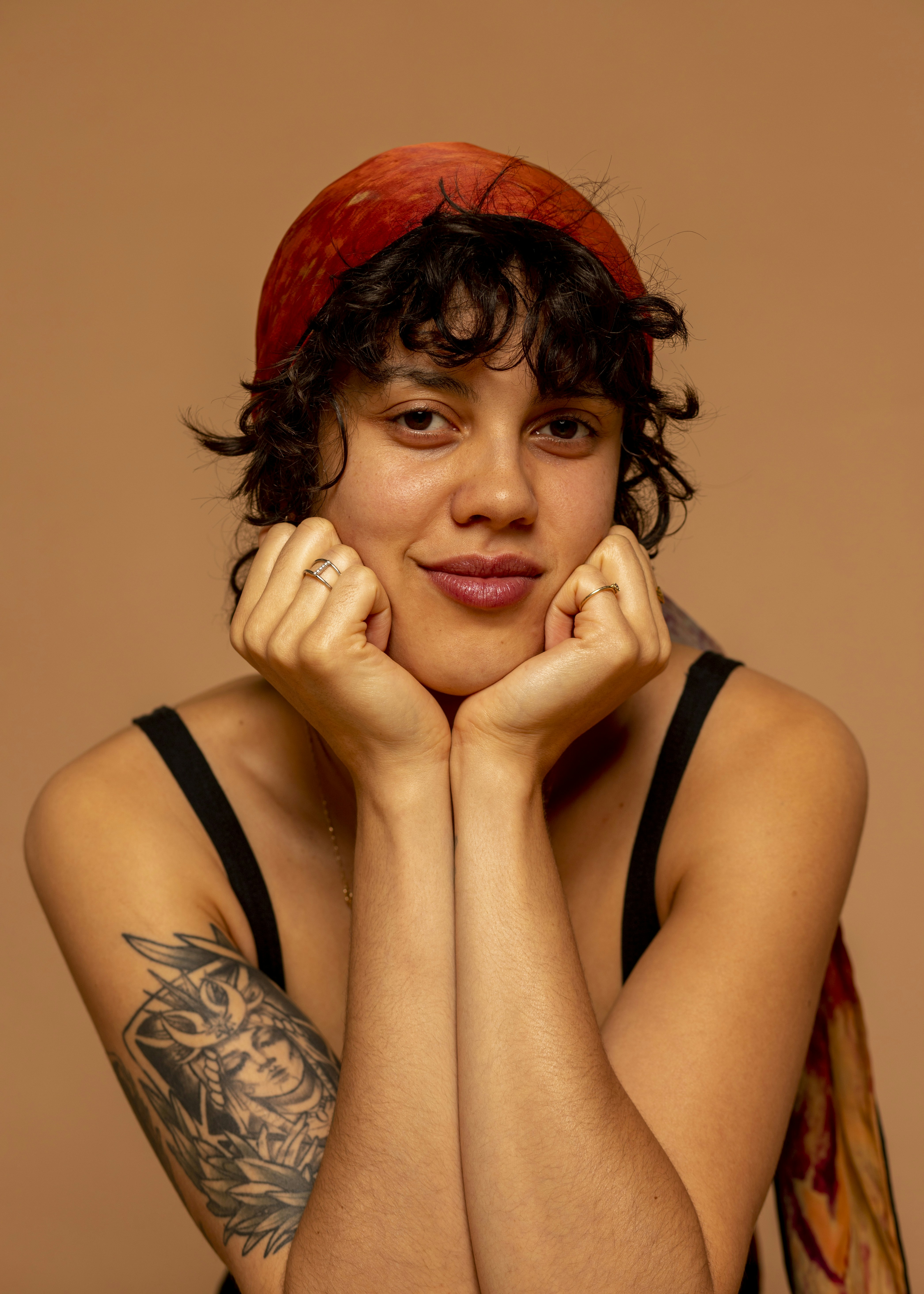 Embrace of Serenity: A Portrait in Warm Tones
